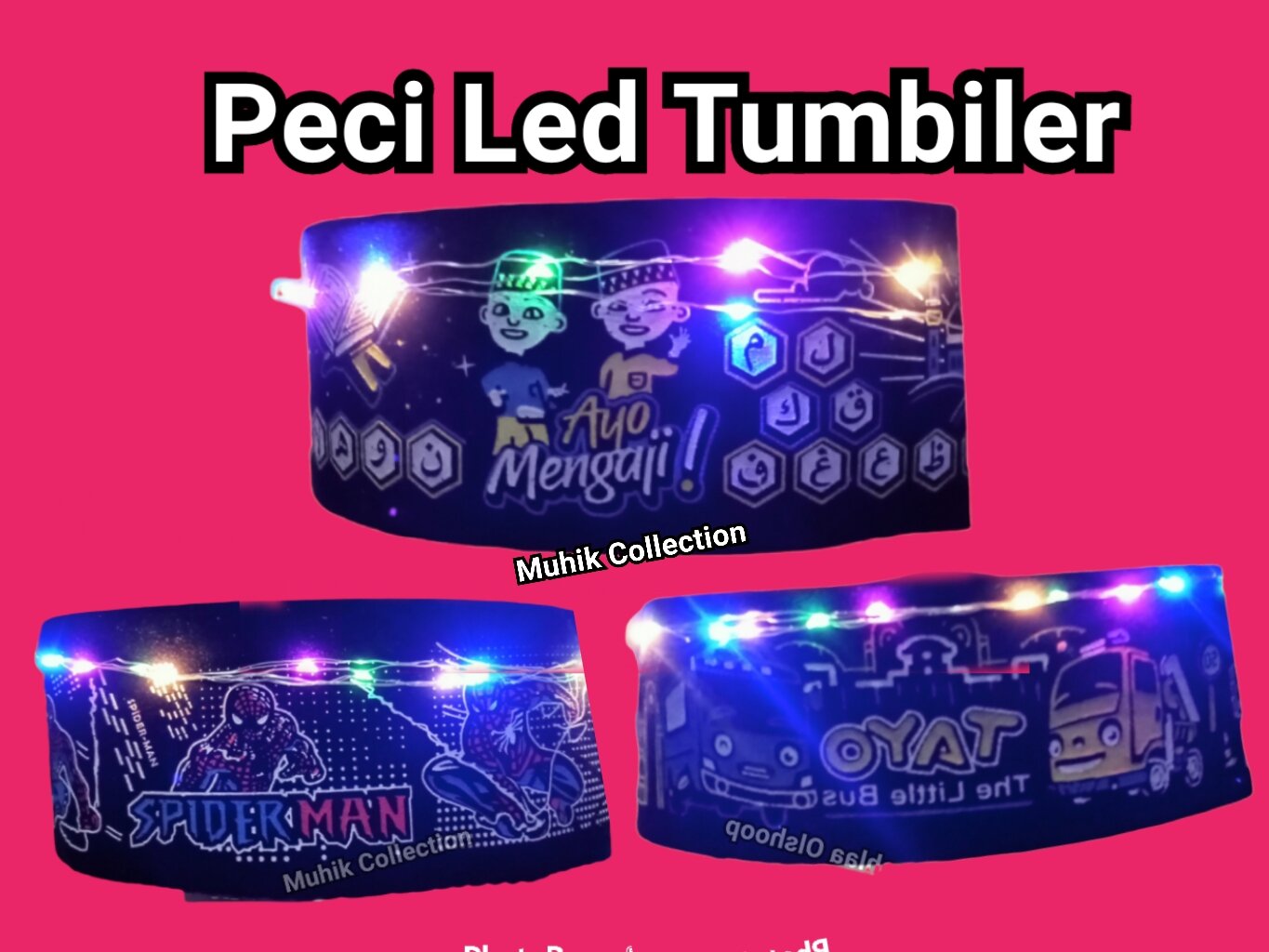 Peci LED Tumbiler rainbow bisa dimatikan juga bisa dicopot peci Haapy ...