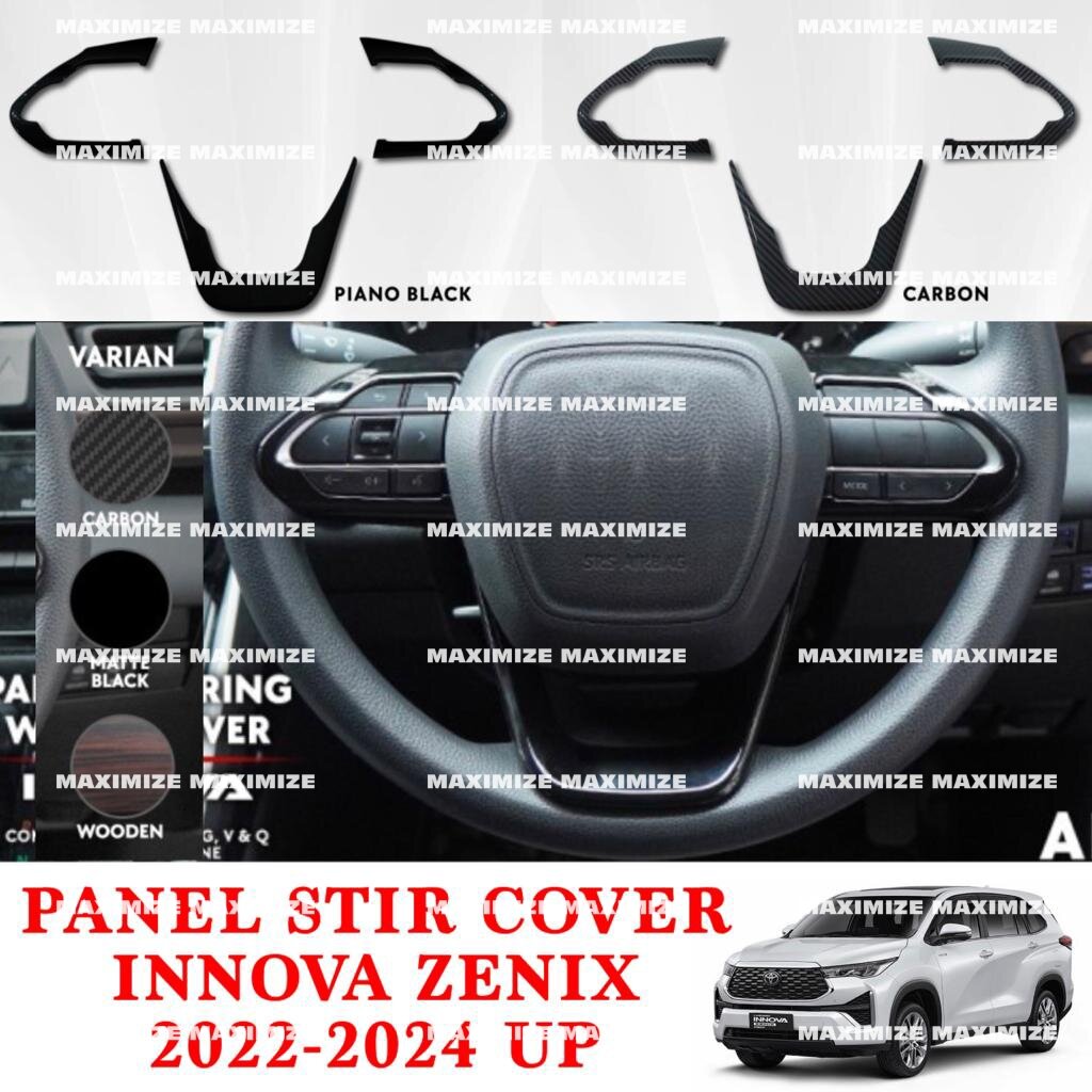 Panel Stir Steering Wheel Innova Zenix 2022 2023 2024 Hitam Wood Carbon ...
