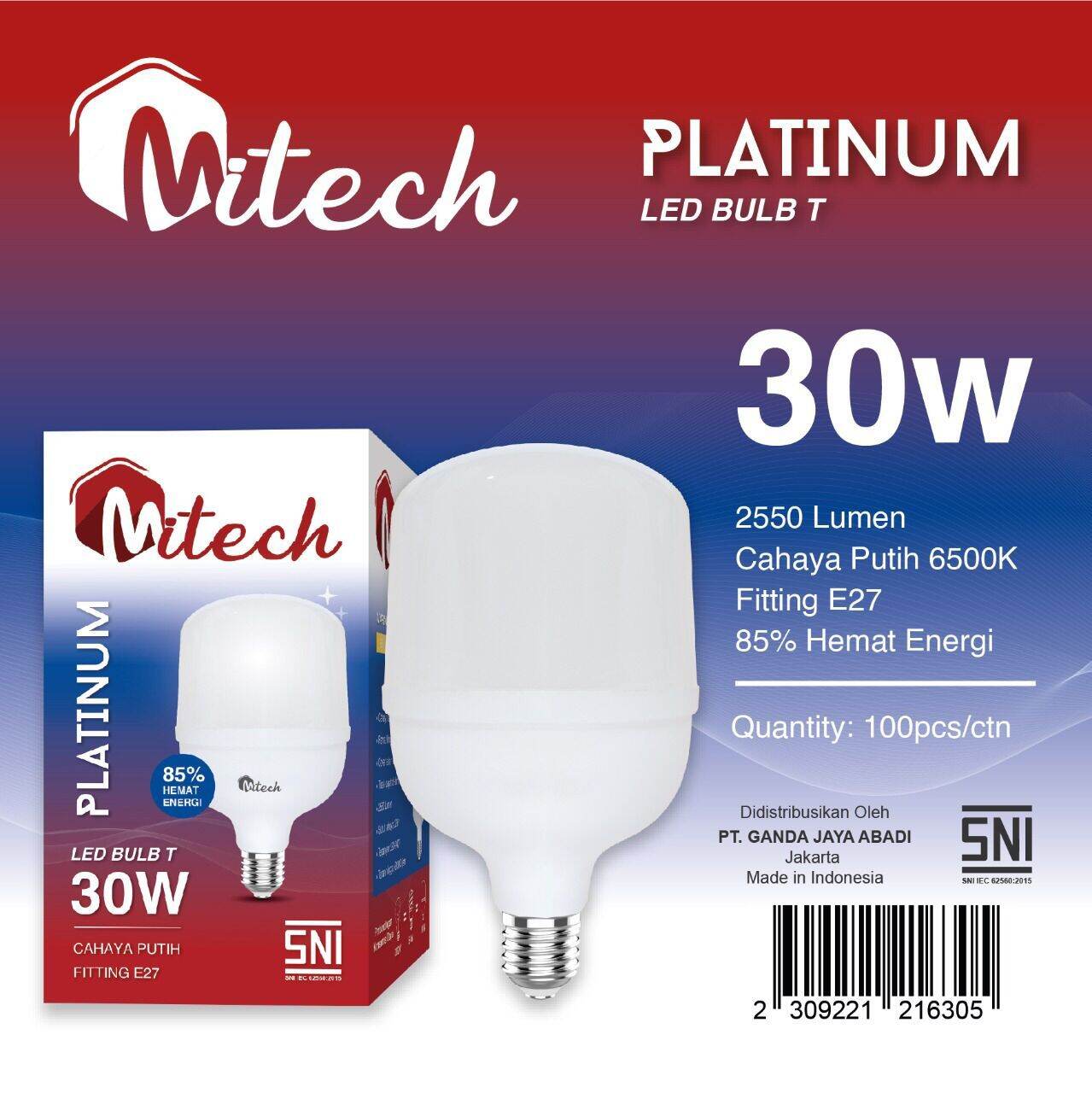 MITECH PLATINUM 30W 30 WATT LAMPU LED KAPSUL CAHAYA PUTIH & KUNING BERGARANSI 1 TAHUN SNI ...