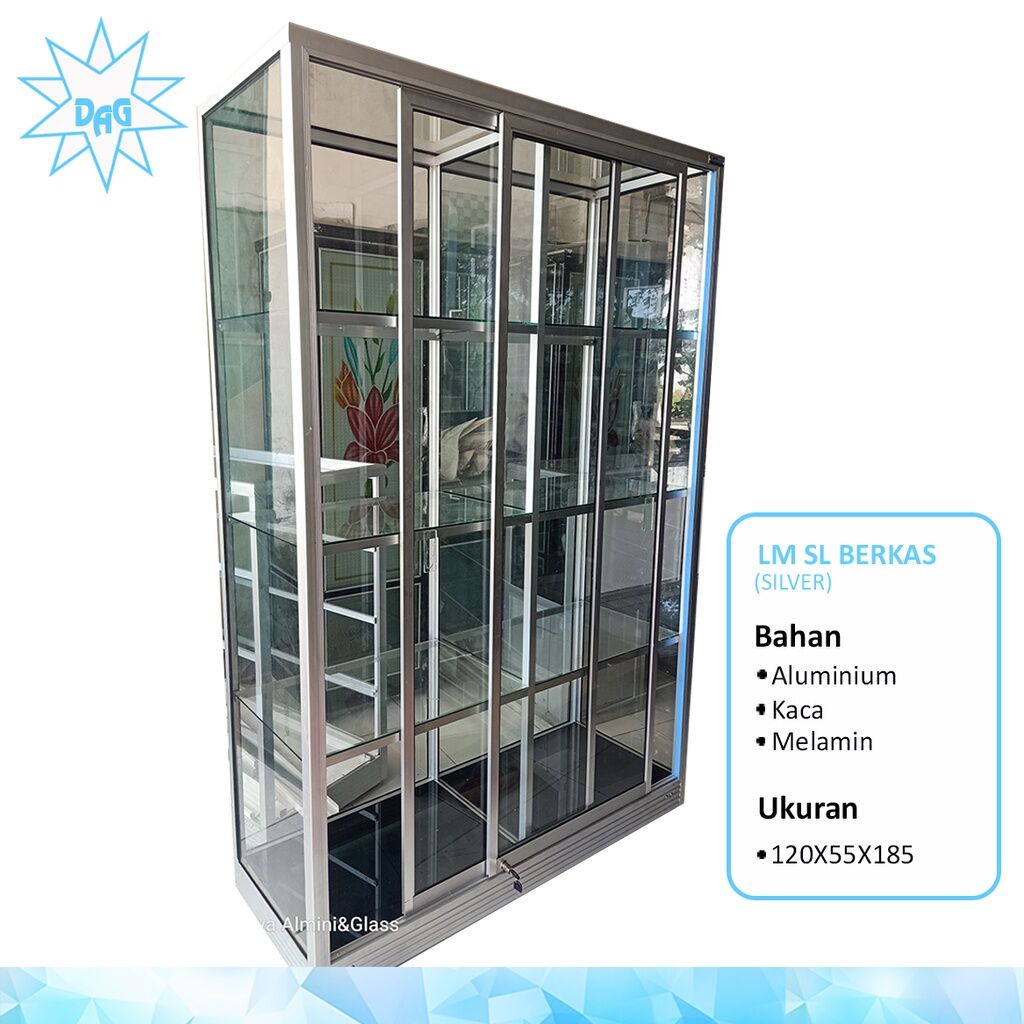 Lemari Sliding Berkas Full rak kaca 5mm bahan berkualitas alumunium ...