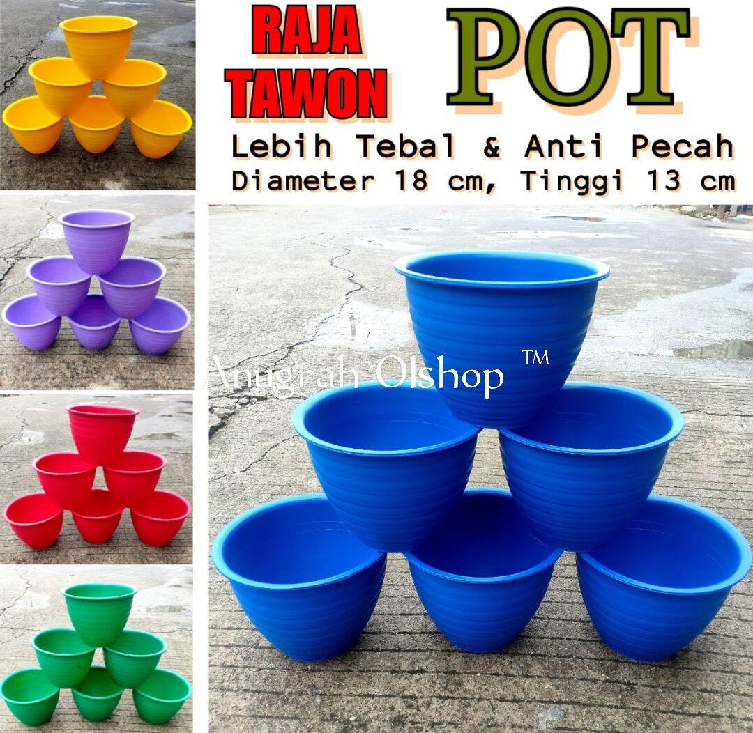 POT MERK RAJA TAWON BERKUALITAS TIDAK MUDAH PECAH ADA 12 PILIHAN WARNA ...