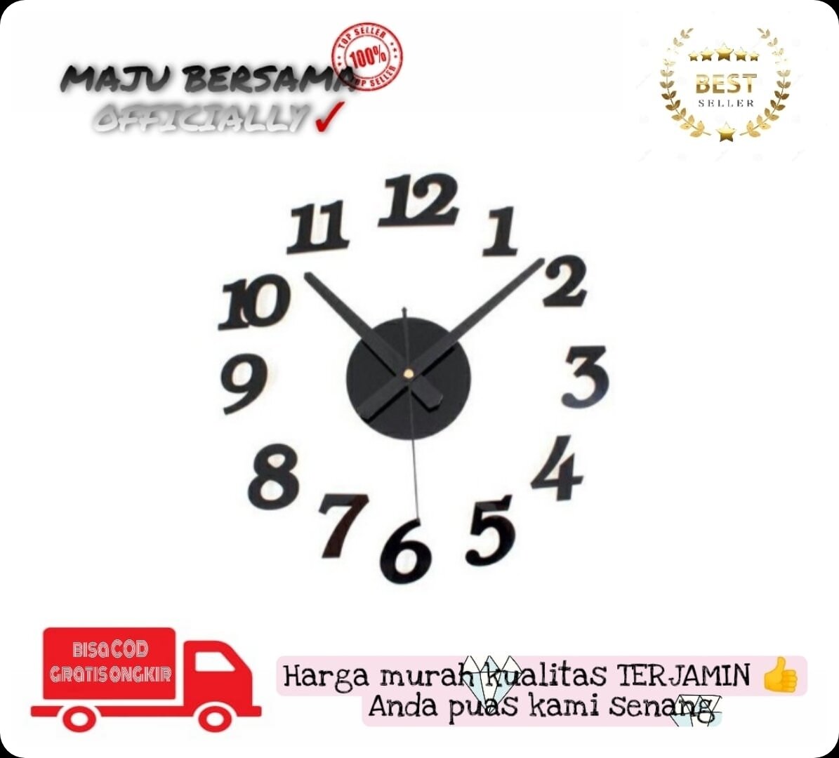 MB - Jam Dinding Tempel DIY analog 3D Giant Modern Clock | Lazada Indonesia