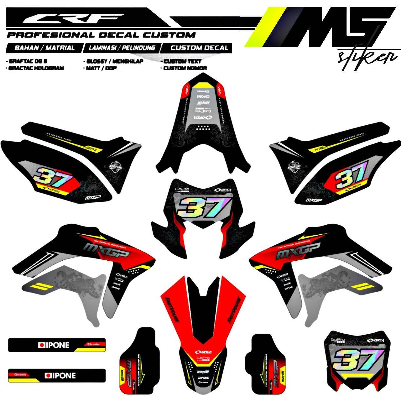 Decal Sticker Striping Variasi Fullbody CRF 150 L (BISA TAMBAH NOMOR ...