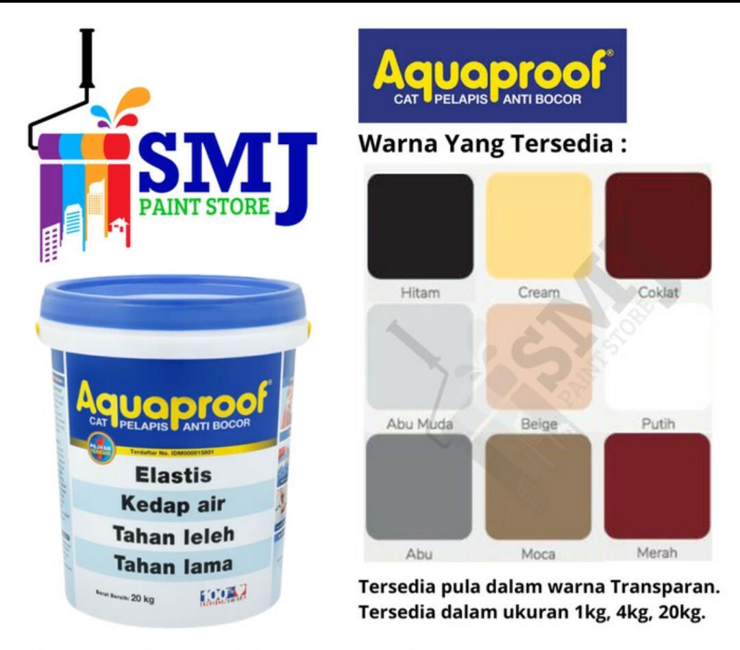 Cat Tembok Anti Bocor Waterproofing AQUAPROOF warna abu abu 4kg ...