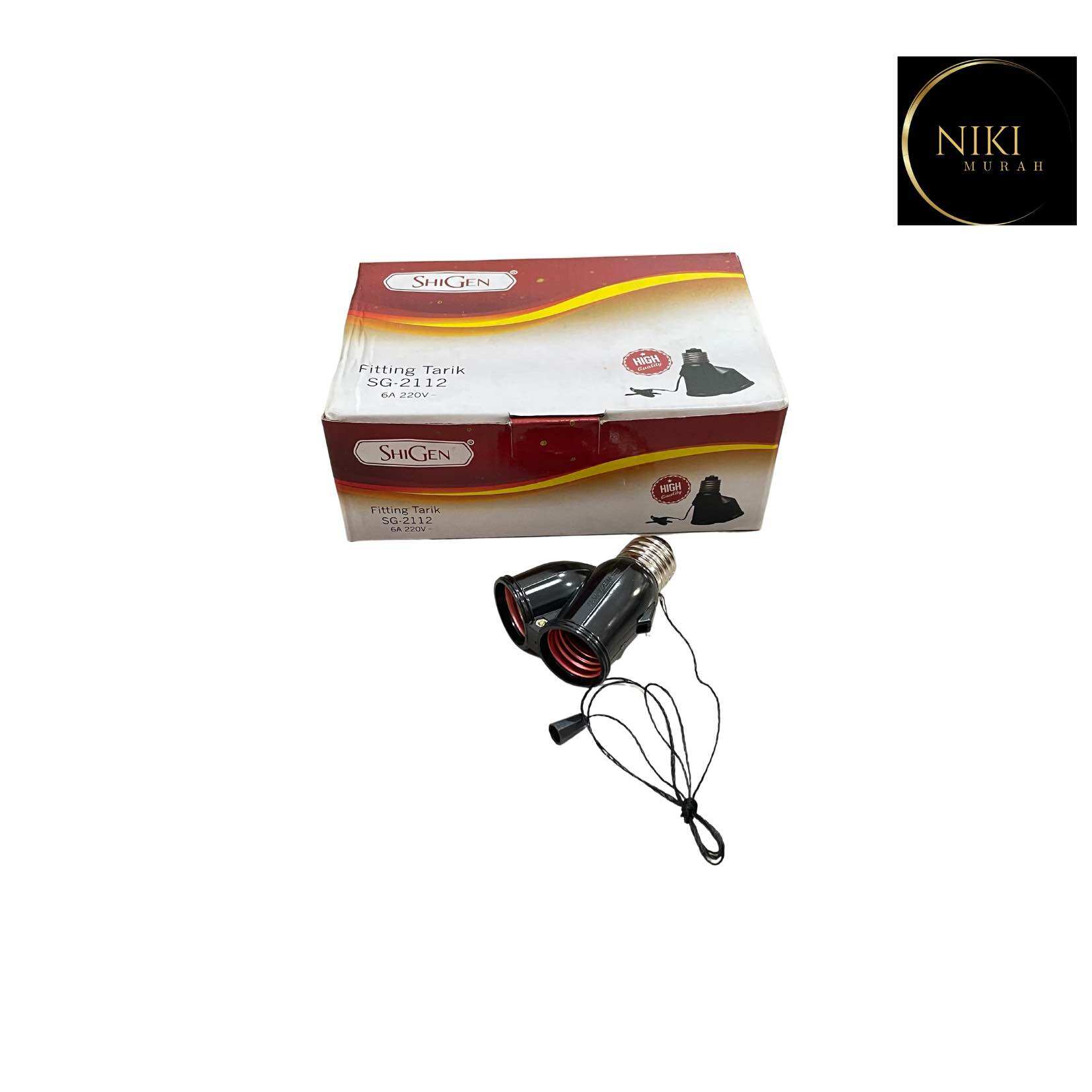 Fitting Tarik Tali SHIGEN Cabang 2 Lampu Dop LED Gantung Plafon Hitam | Lazada Indonesia