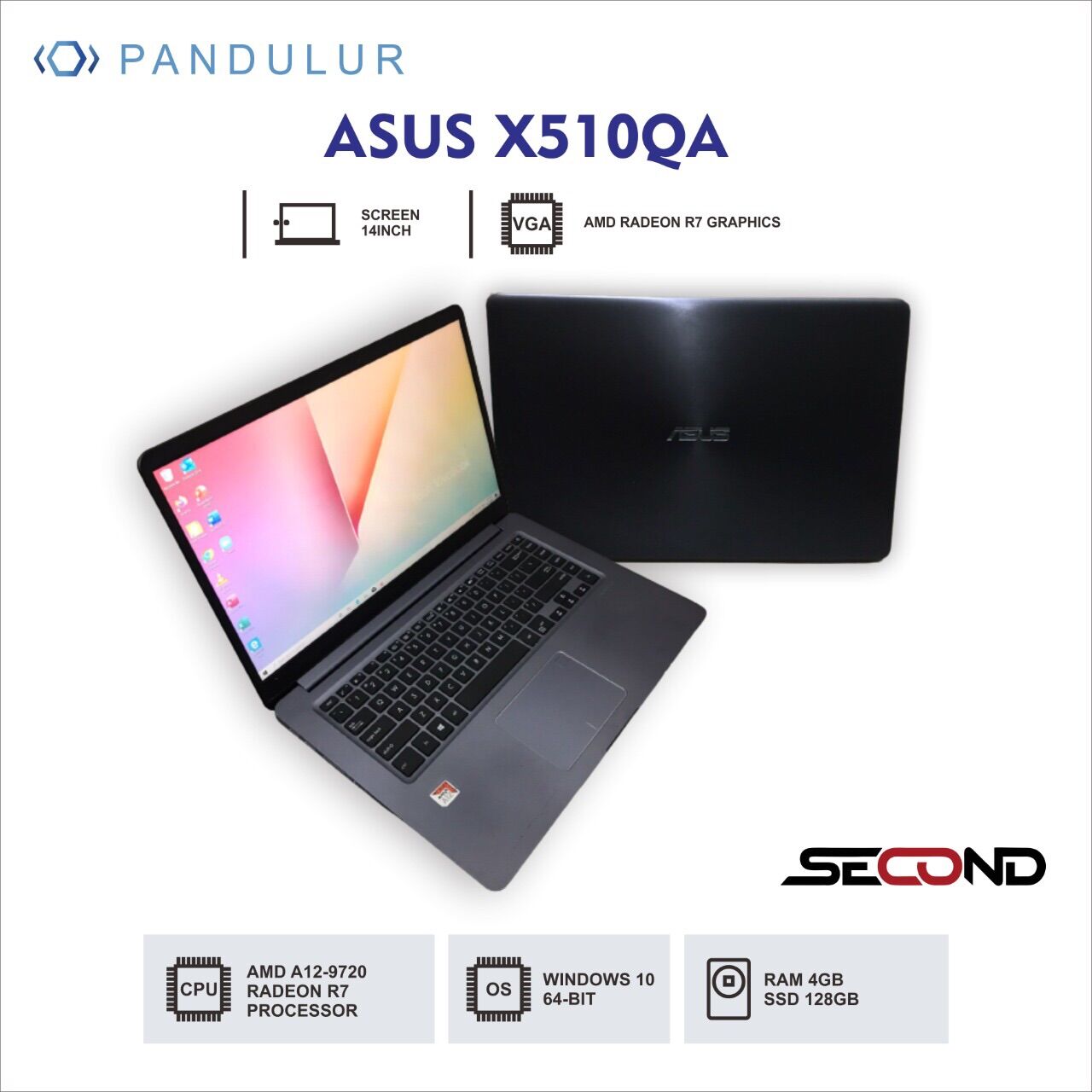 LAPTOP ASUS X510QA AMD A12 RAM 4GB/ SSD 128GB | Lazada Indonesia