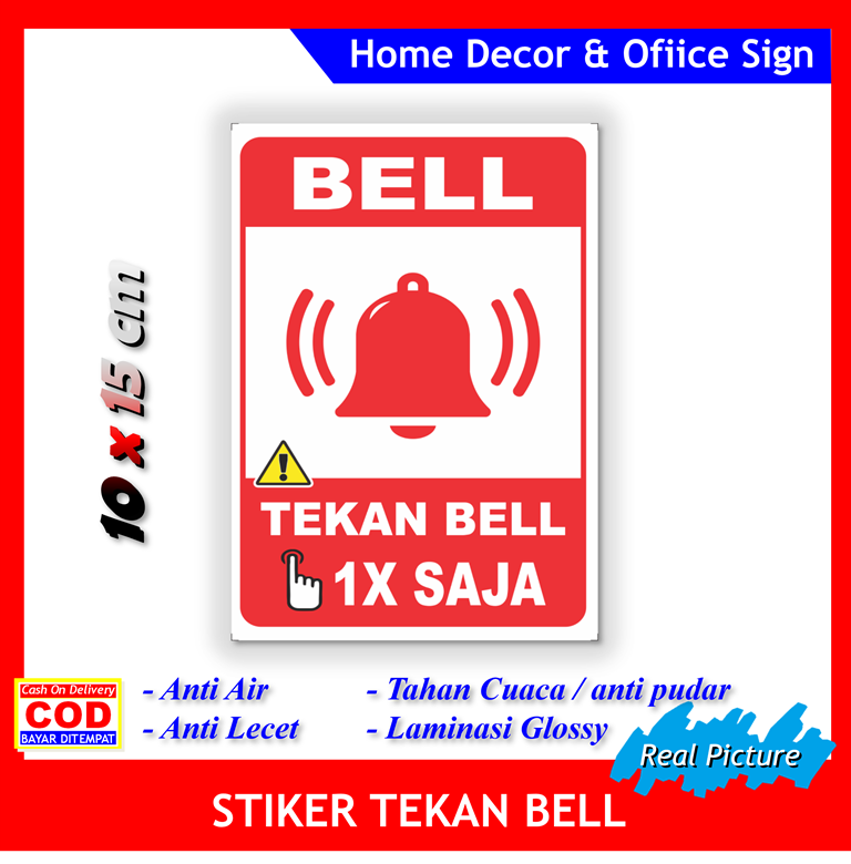 Stiker new tekan bel sticker bel bunyi rumah kantor sekolah pabrik ...