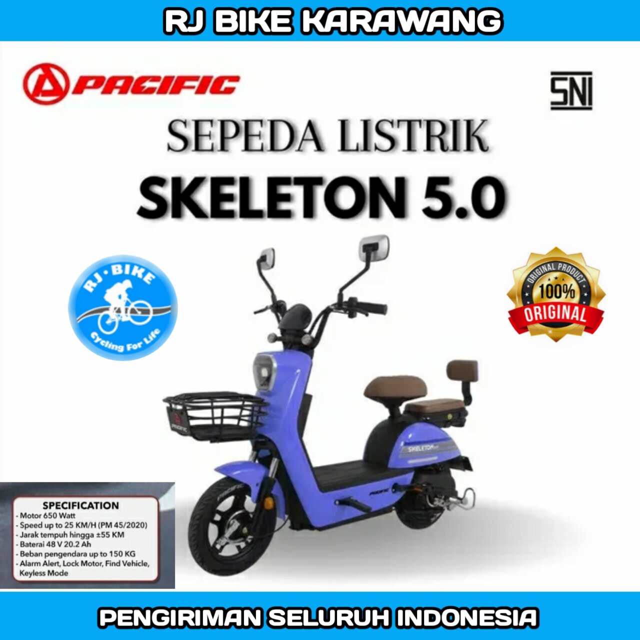 Sepeda Listrik Selis PACIFIC SKELETON 5.0 650watt 48V 20Ah | Lazada ...