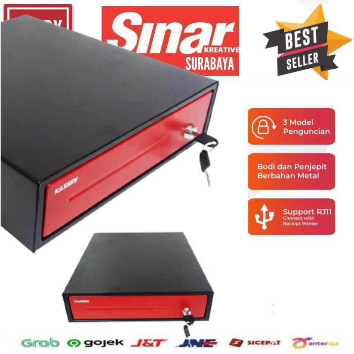 LACI KASIR CASH DRAWER K-330 (MERAH - HITAM) 4 SLOT KERTAS 5 SLOT KOIN ...