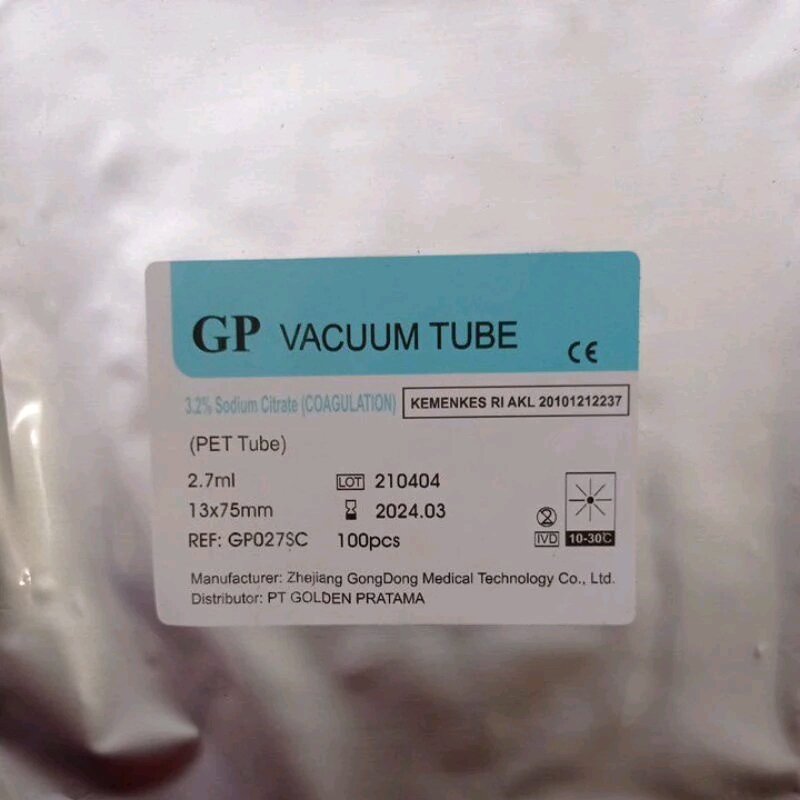 tabung sample gp vacuum tube 3,2% sodium citrate coagulation pet tube 2 ...