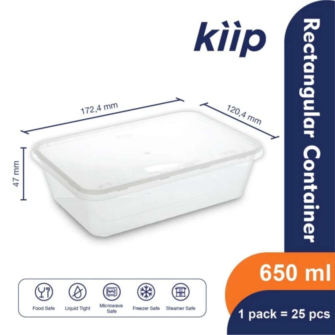 KIIP Thinwall Rectangle Food Container 650ml Kotak Makan Plastik Isi 25 ...
