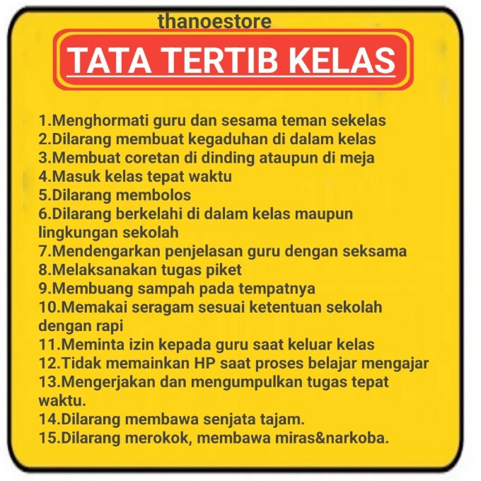 Stiker Tata Tertib Kelas Atau Sekolah | Lazada Indonesia