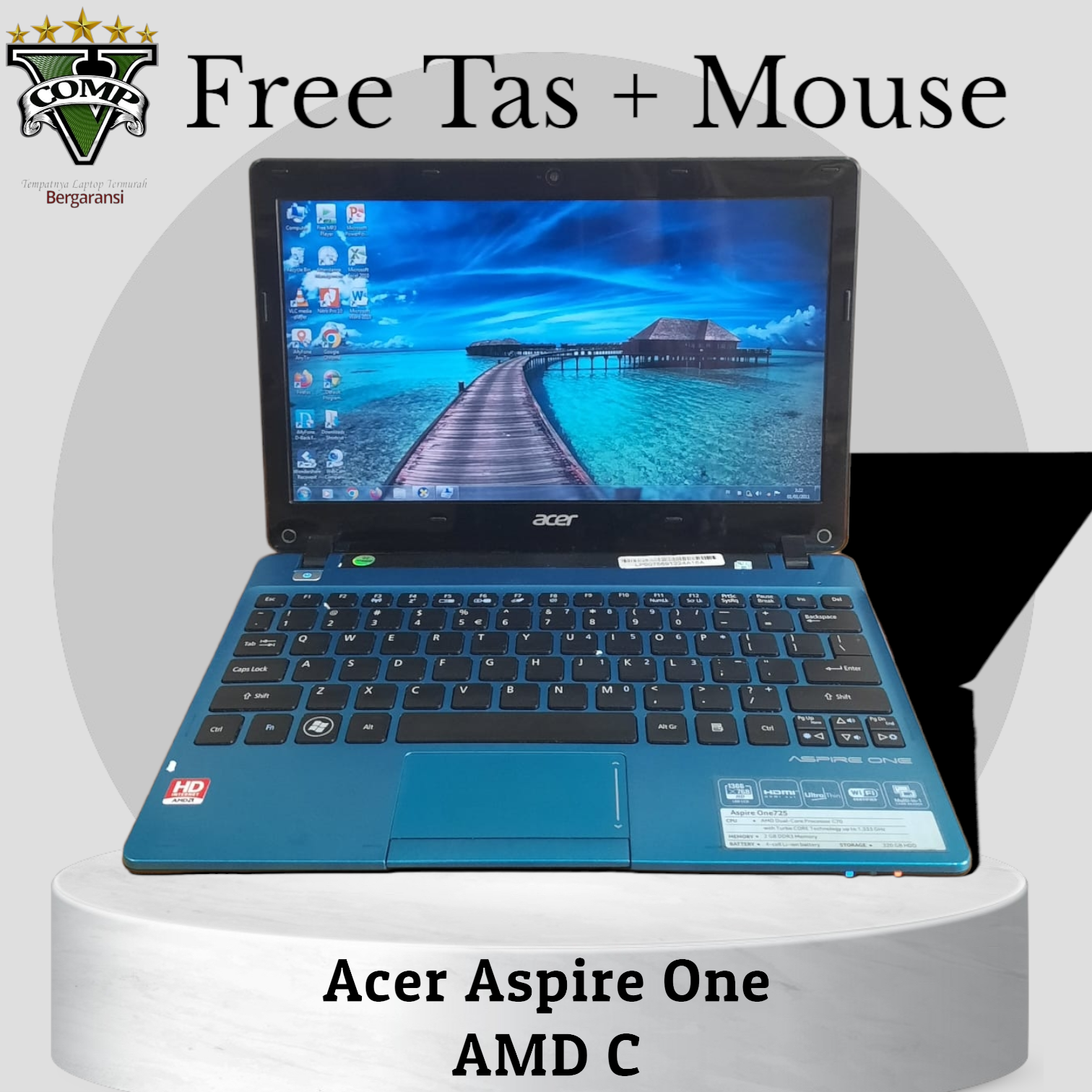 Notebook Acer Aspire One Amd C, Ram 4Gb Hdd 500Gb Fullset Cocok Buat ...