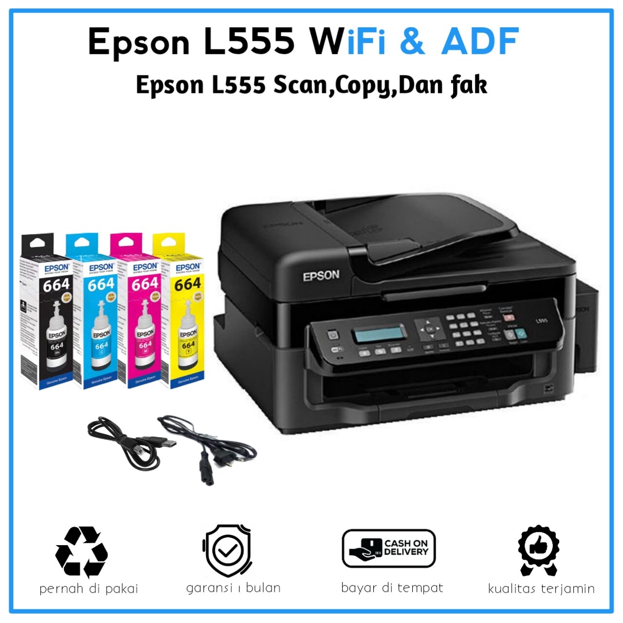 Printer Epson L555 WiFi & ADF Siap pakai | Lazada Indonesia