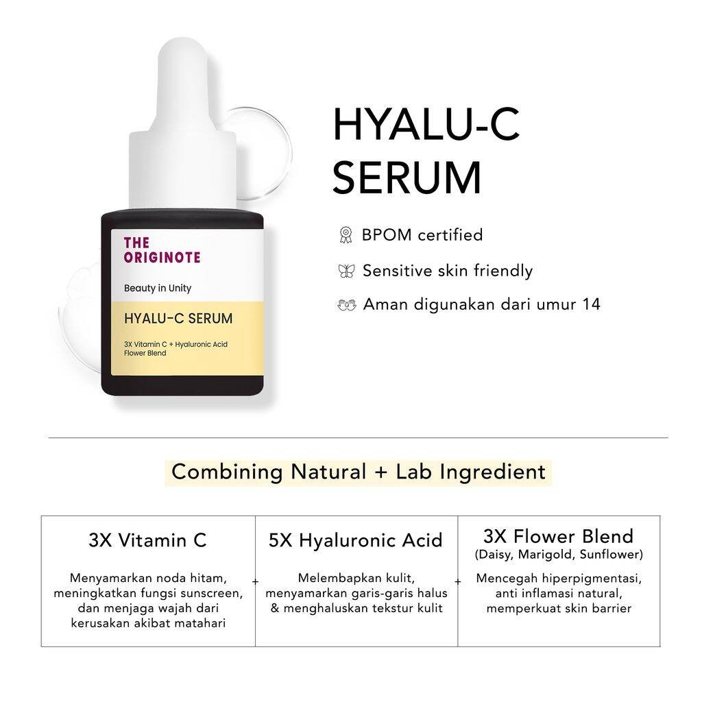 (ORI 100%) The Originote Hyalu-C Serum 20ml serum vitamin c mencerahkan wajah | Lazada Indonesia