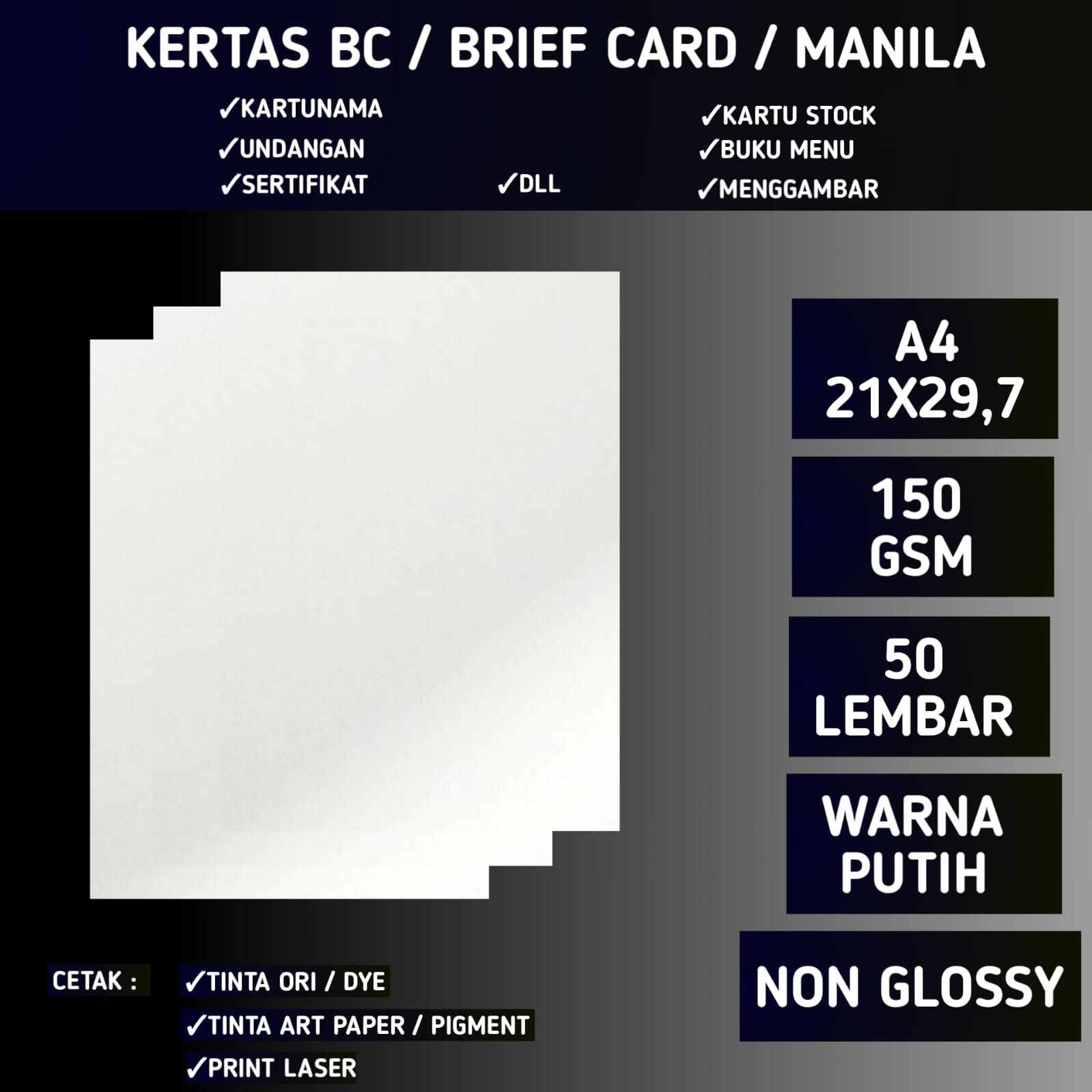 Kertas Brief card (BC) 150 GSM A4 isi 50 Lembar / Kertas Manila Buku ...