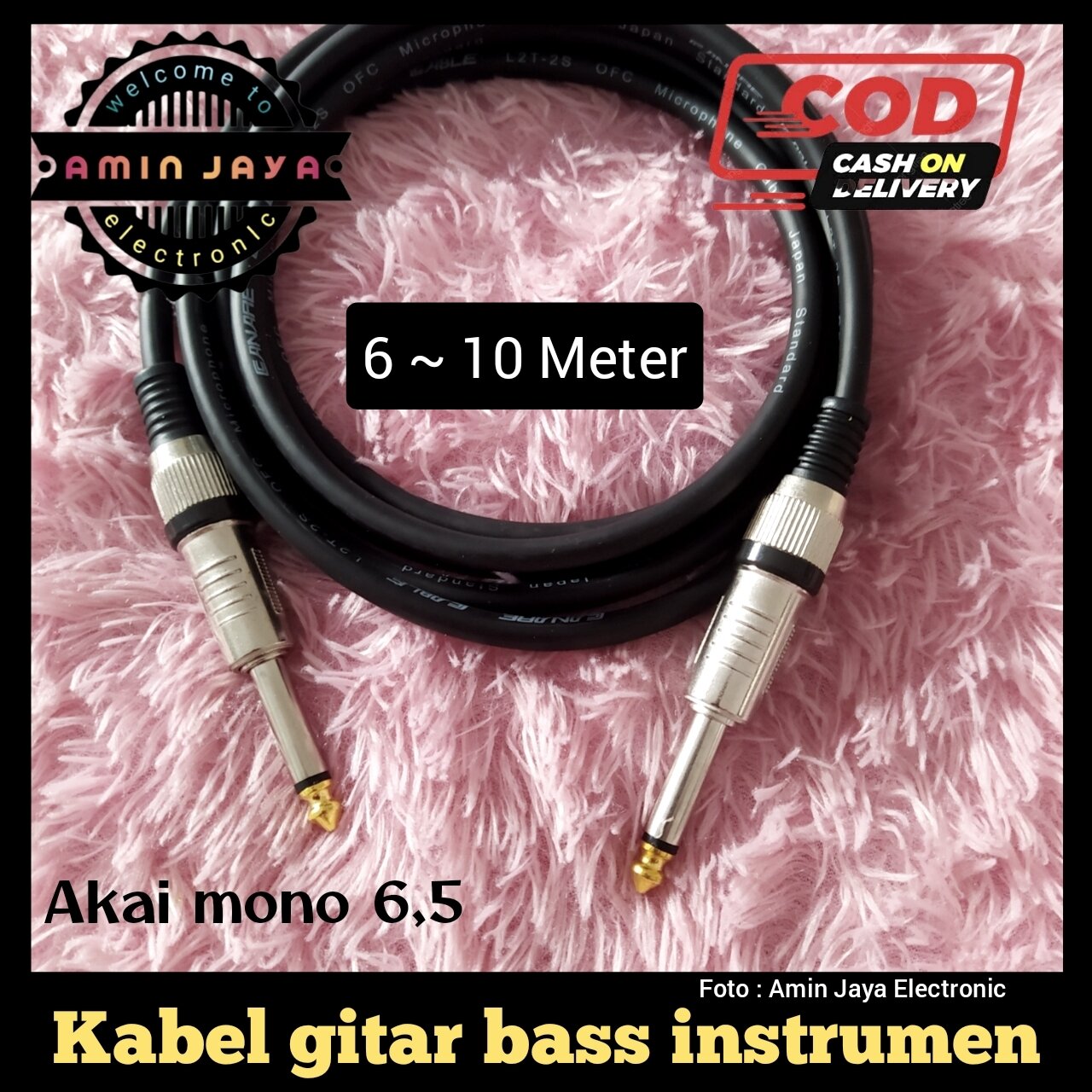 Kabel gitar bass jack akai mono 6,5 kabel canare 6 sampai 10 meter ...
