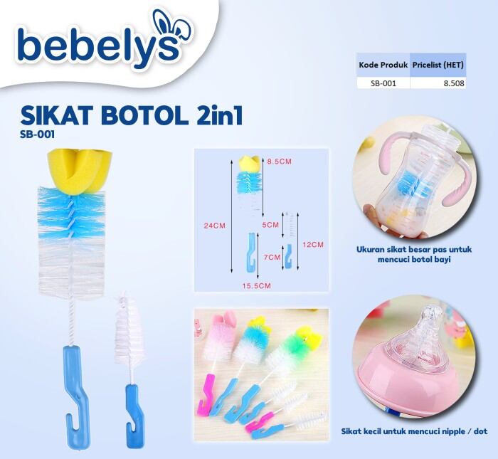 Bebelys Baby Sikat Botol 2in1 isi 2pcs - Sikat Cuci Botol Bayi 2 in 1 ...
