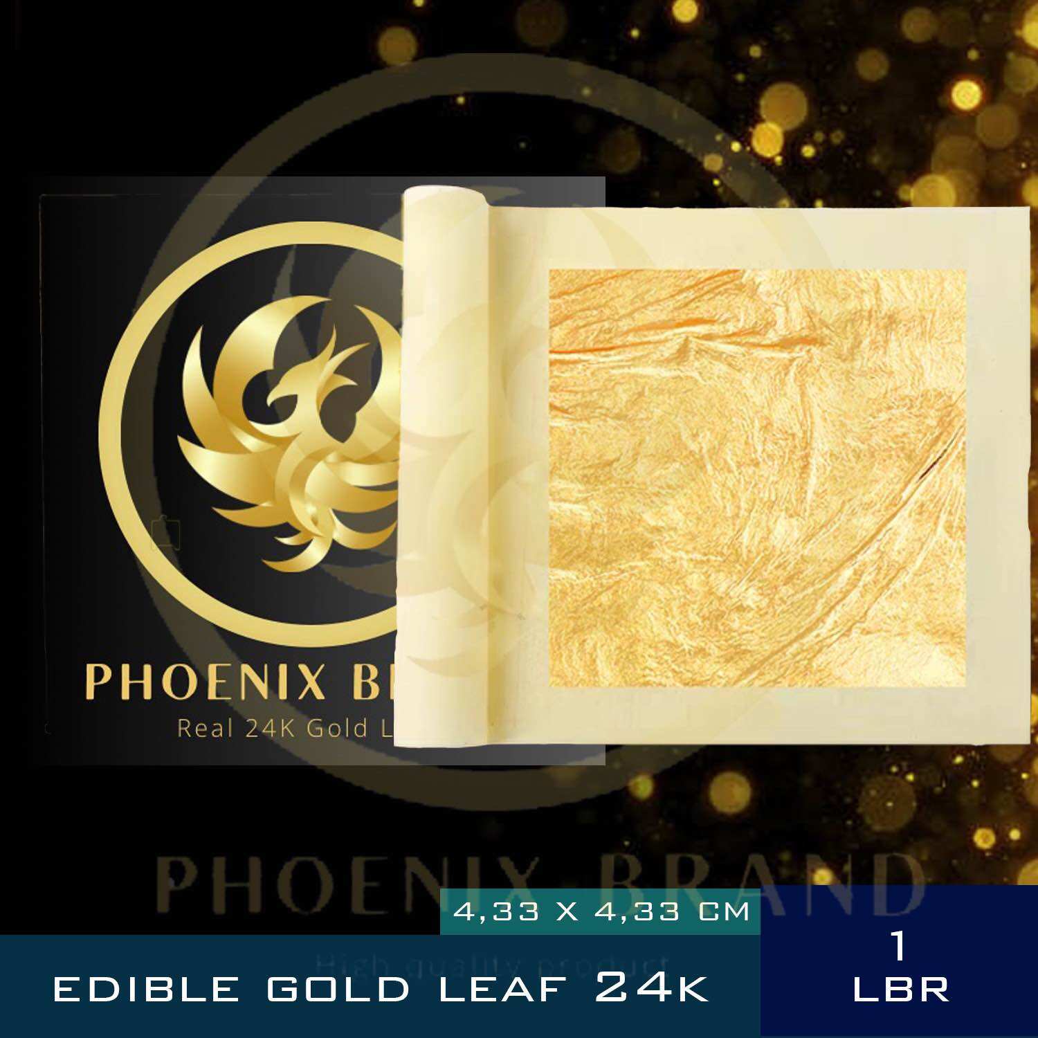 [1 LBR] Edible Gold Leaf Foil Sheet 24K Kertas Emas Prada Food Grade ...