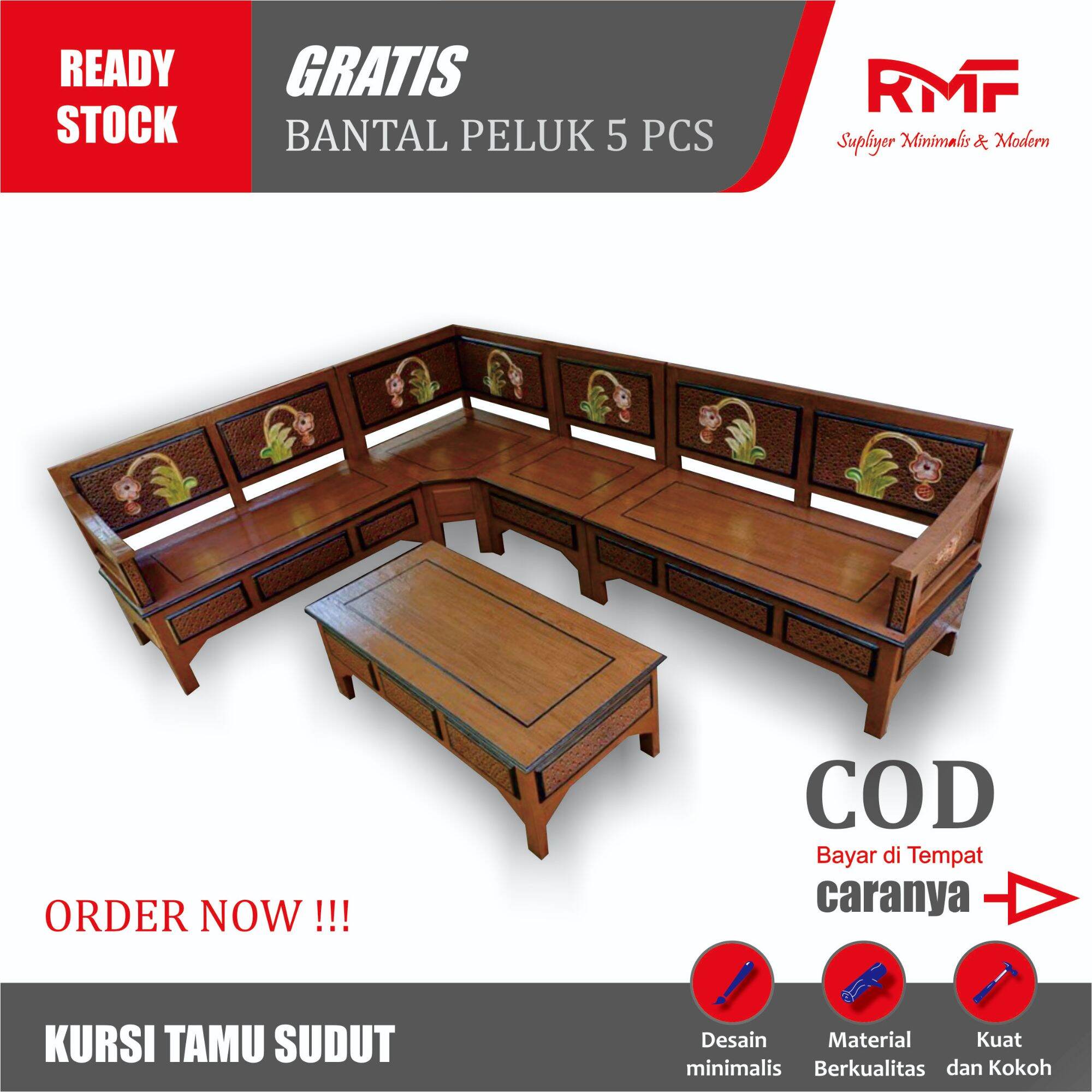 kursi ruang tamu minimalis kursi sudut modern kursi sudut kayu | Lazada ...