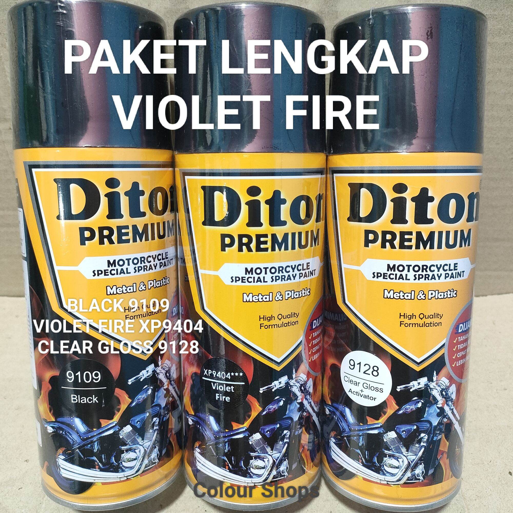 Pilok Cat Diton Premium Paket Lengkap 3 Kaleng Violet Fire XP9404 9404 ...