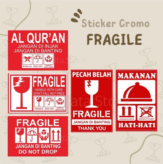 [100pcs] sticker fragile / sticker jangan di banting / sticker makanan ...