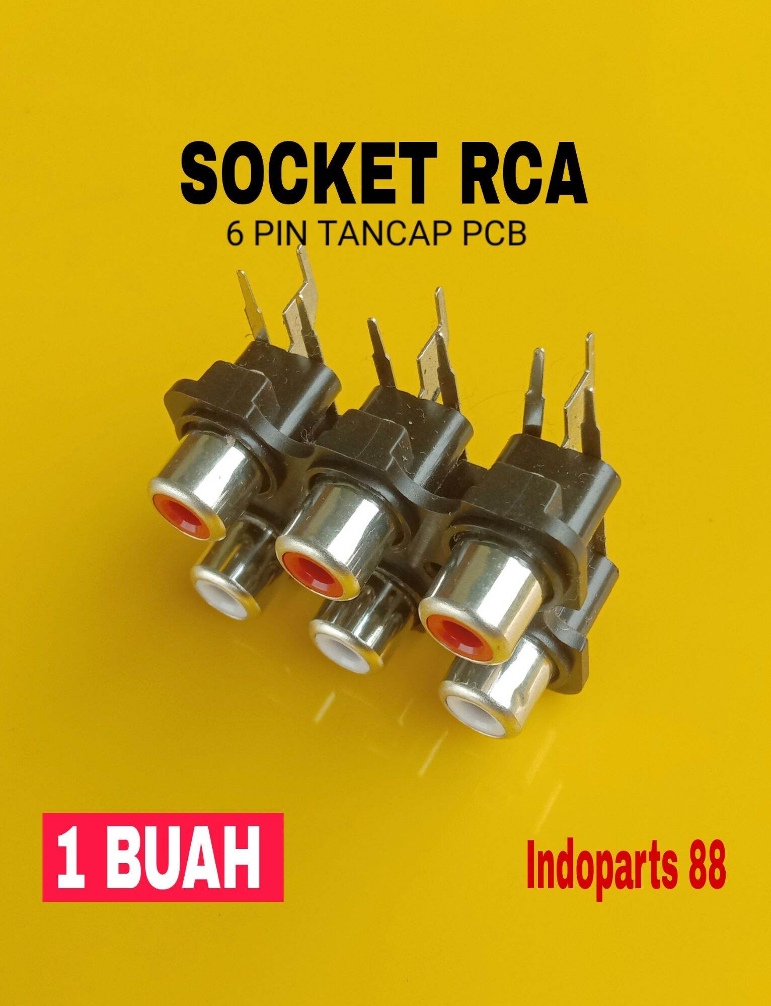1 Buah SOCKET RCA 6 PIN BELL TANCAP PCB SOCKET KABEL AUDIO 6 PIN SOKET ...