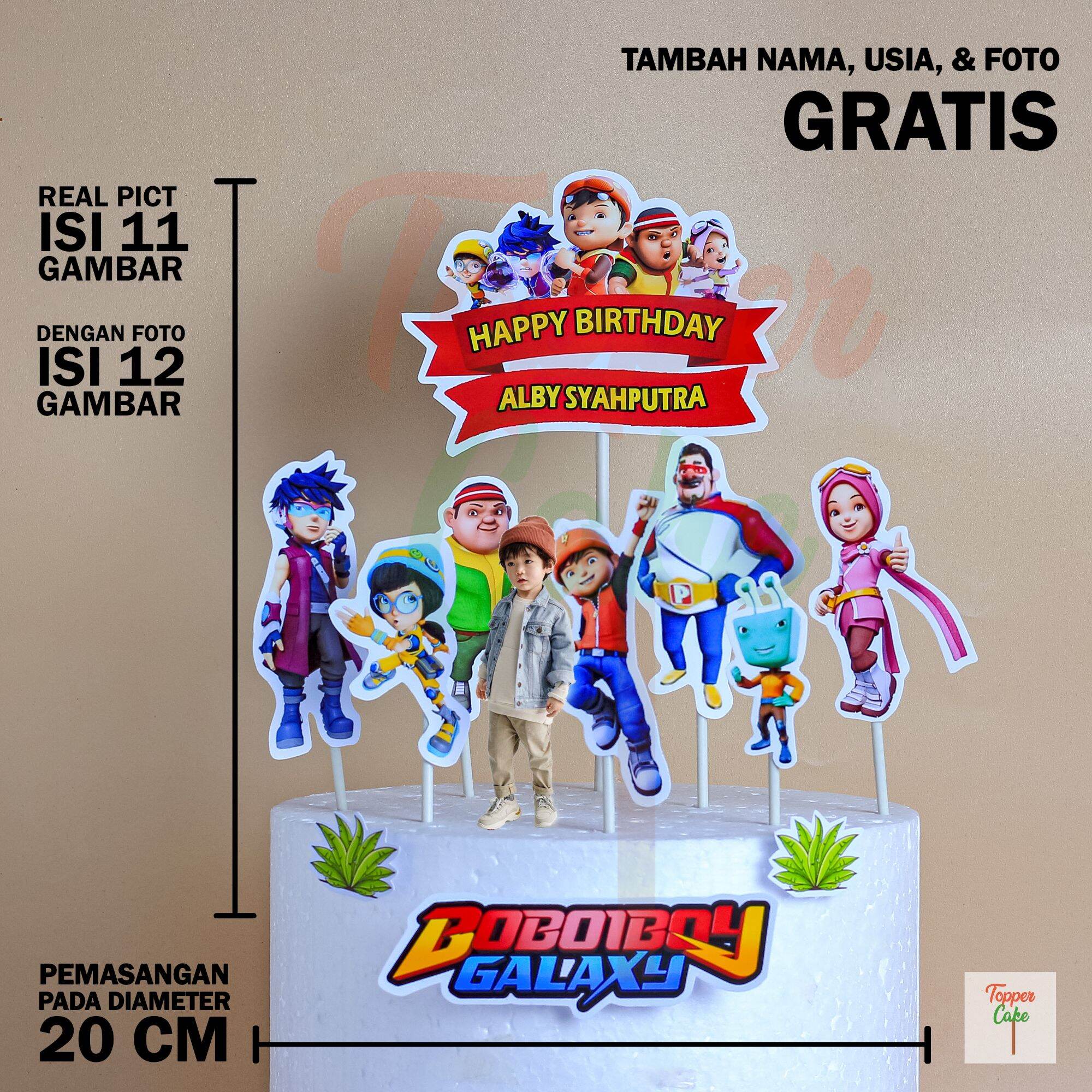 Topper Cake Boboiboy gratis Tambah Nama & Foto | Lazada Indonesia