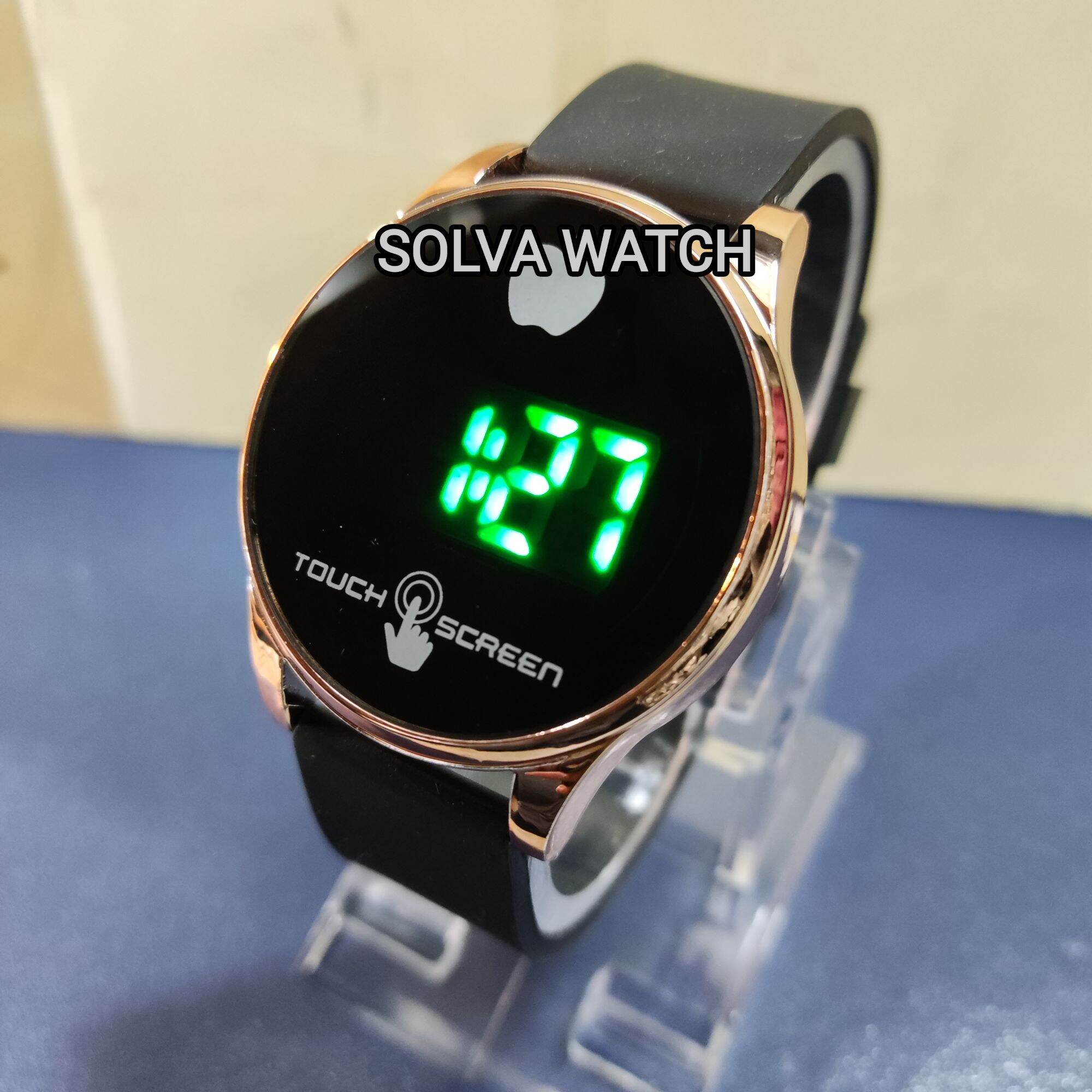 SOLVA | Jam tangan LED bulat versi 2 layar sentuh tali karet( banyak ...