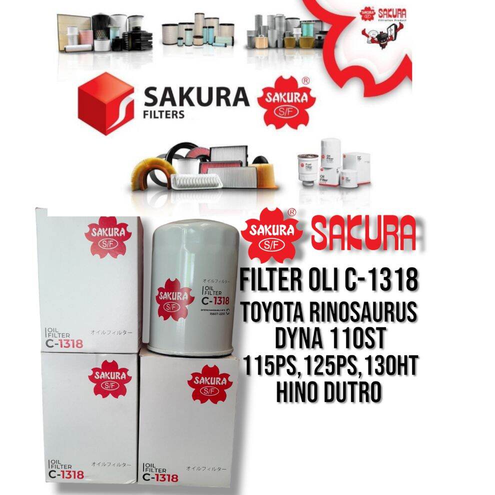 Oil Filter Oli Toyota Rinosaurus Dyna 110ST/115PS/125PS/130HT/ Hino Dutro Sakura C-1318 | Lazada ...