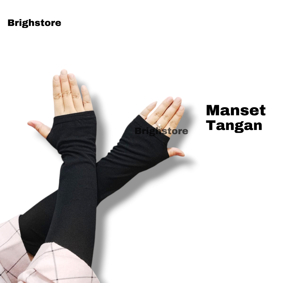 Manset Tangan Panjang Wanita Pria Handsock Mangset Jempol Muslimah ...
