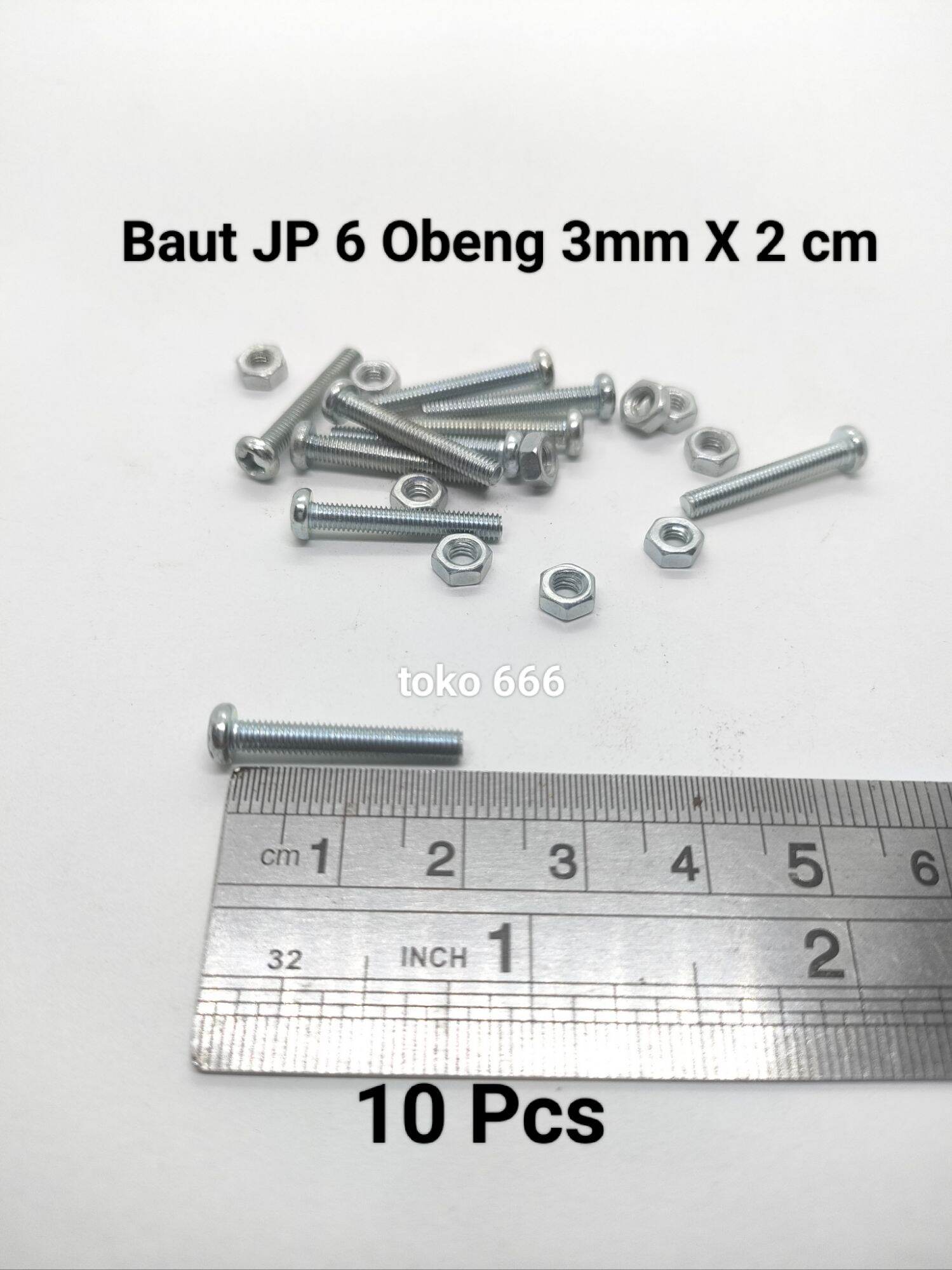 (Paket 10 Pcs)Baut Jp 6 Obeng + Mur 3mm X 2 cm | Lazada Indonesia