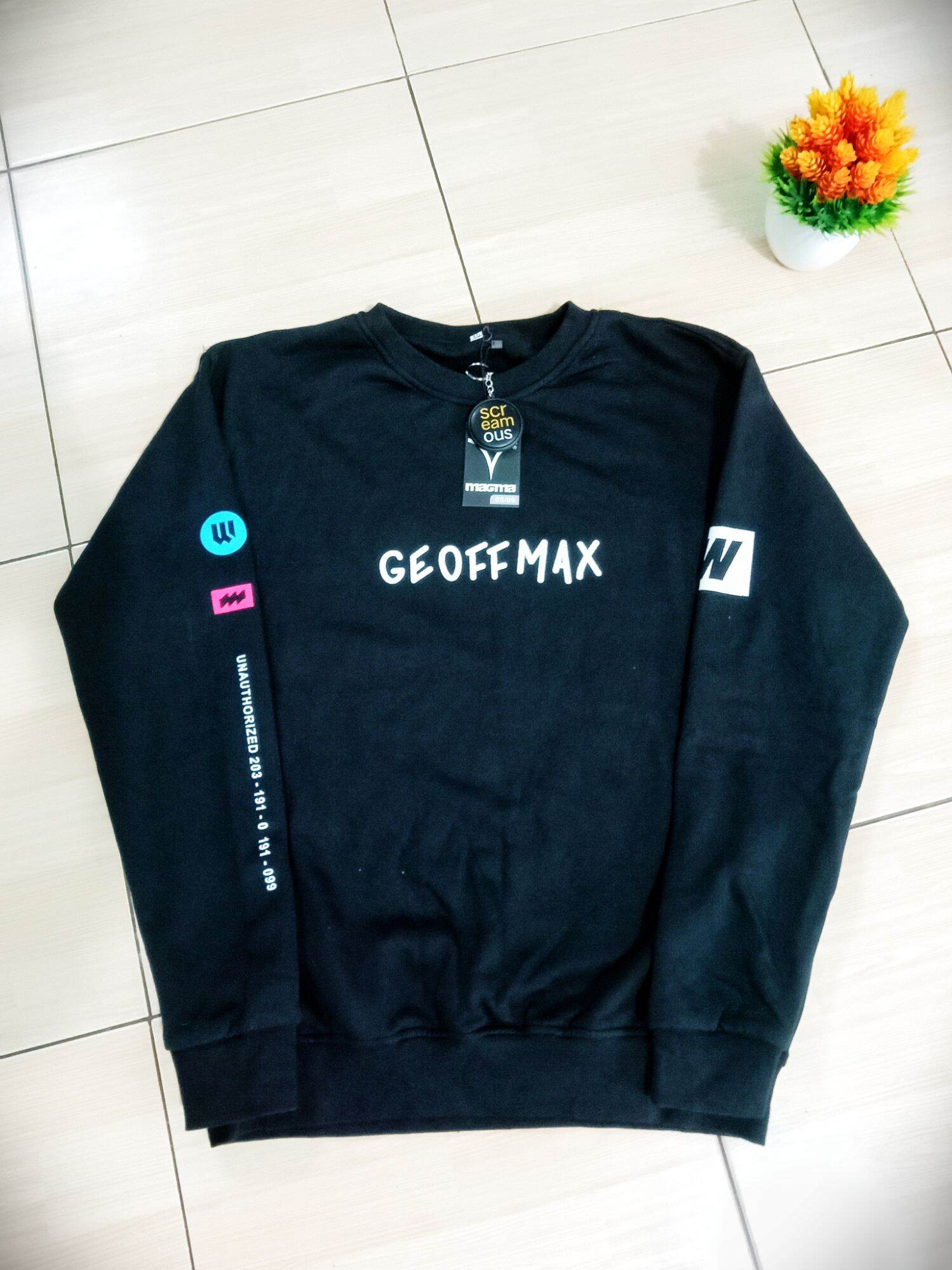 geofmax crewnek black on | Lazada Indonesia