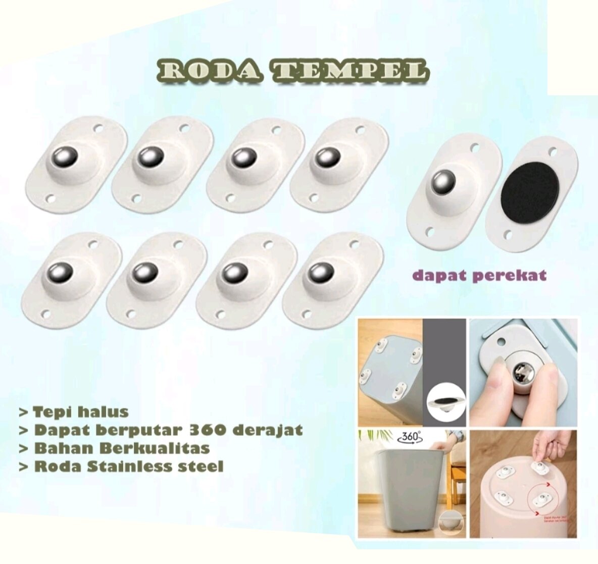 Roda Tempel Serbaguna TroliStainless Roda Kastor Kecil Troly Stiker ...