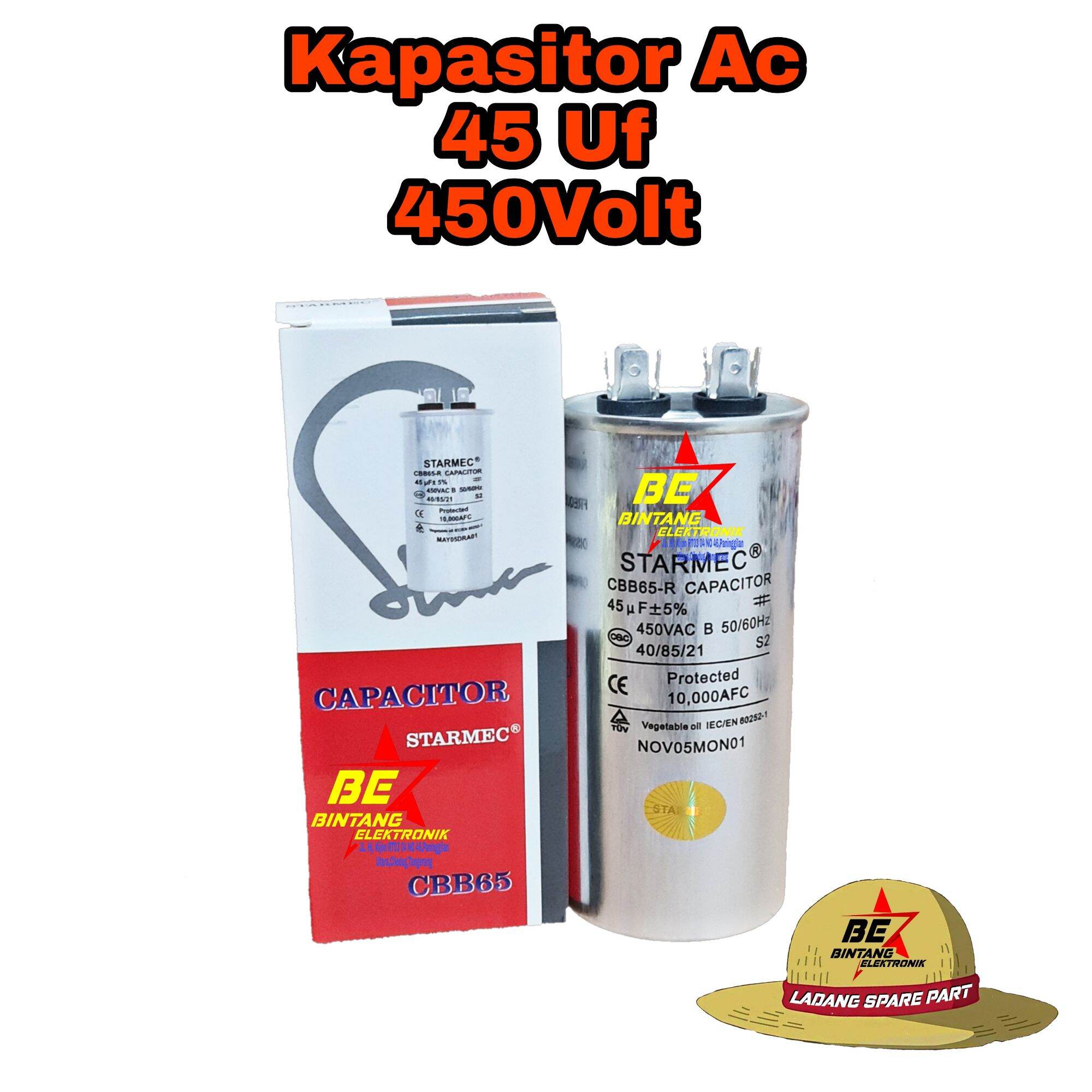 Kapasitor Ac 45 Uf SMC Micro Capasitor Ac 45uf 450 Volt Mikro Farad ...