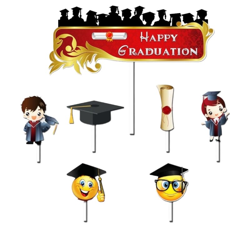 1 set topper tusukan hiasan kue cake nasi tumpeng happy graduation ...