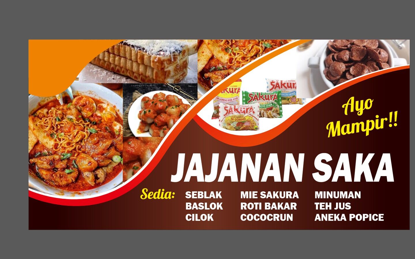 spanduk / benner warung jajanan / bisa ganti nama warung dan menu ...