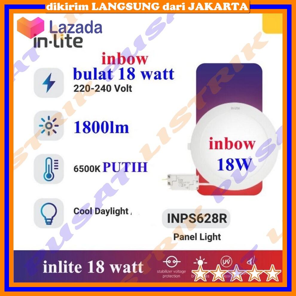 Lampu Panel LED 18W Inbow Bulat Inps628R Downlight IN-LITE INLITE ...