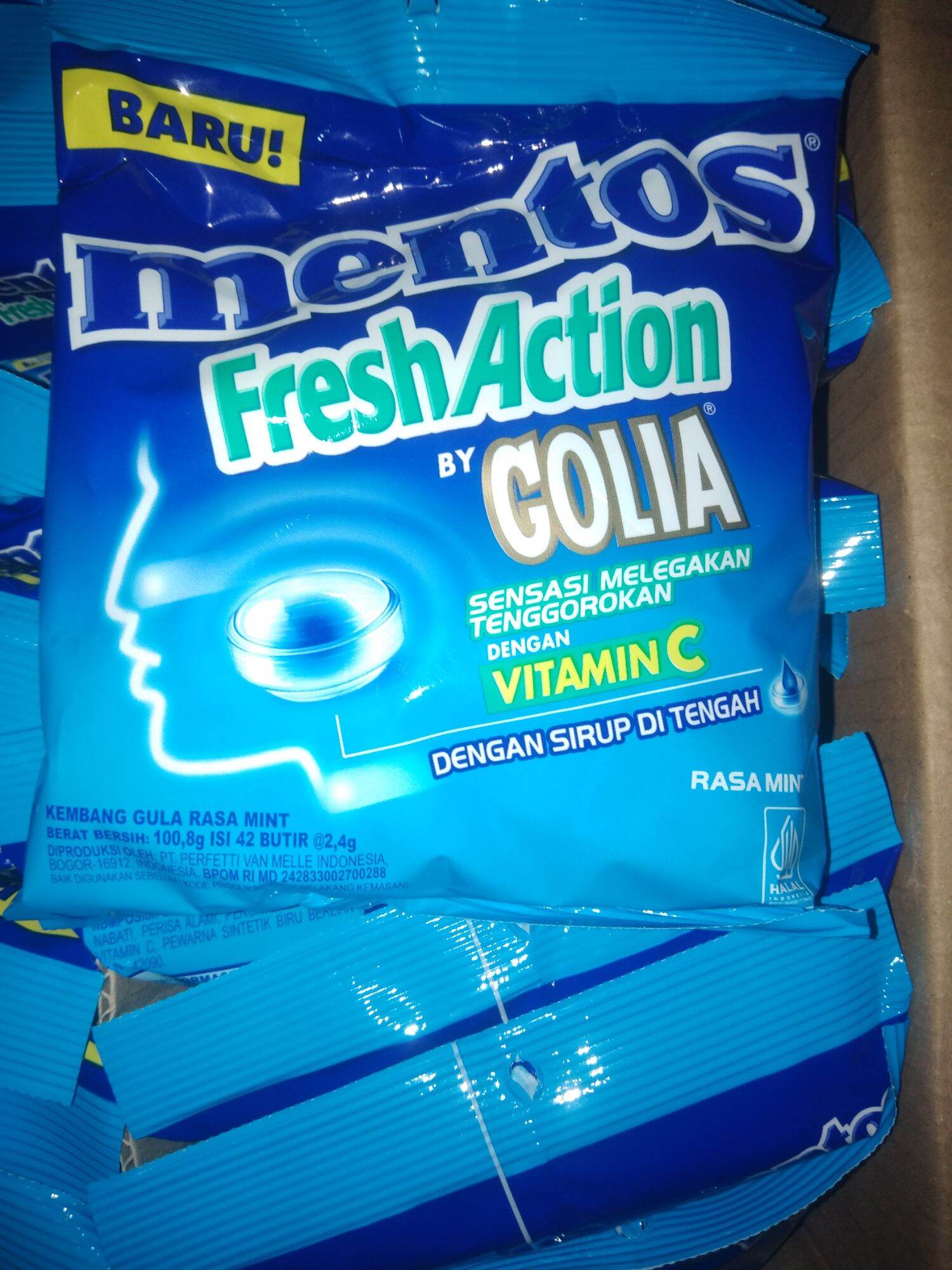 permen Golia mentos fresh action rasa MINT dan LEMON MADU dengan ...