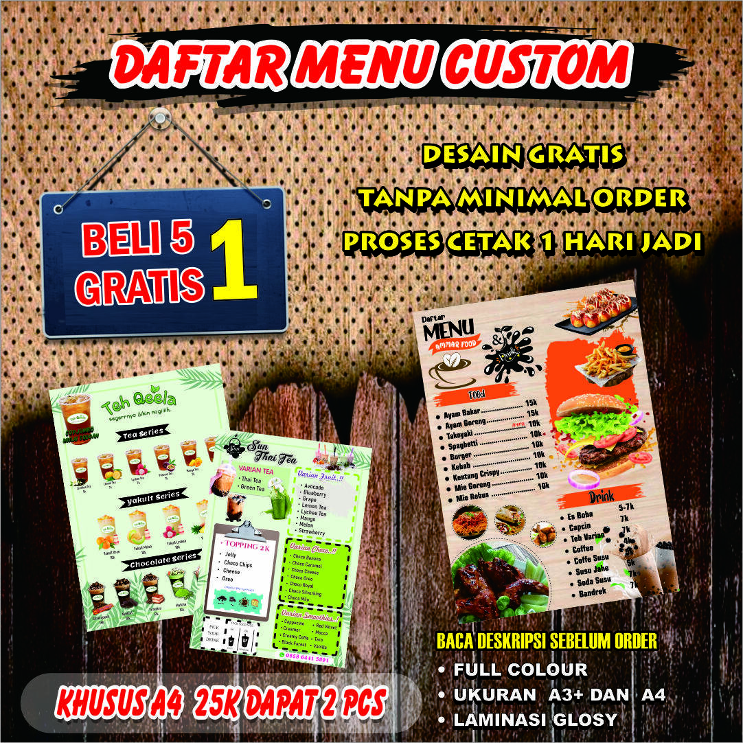 Cetak Daftar Menu Makanan & Minuman Cafe Custom | Lazada Indonesia