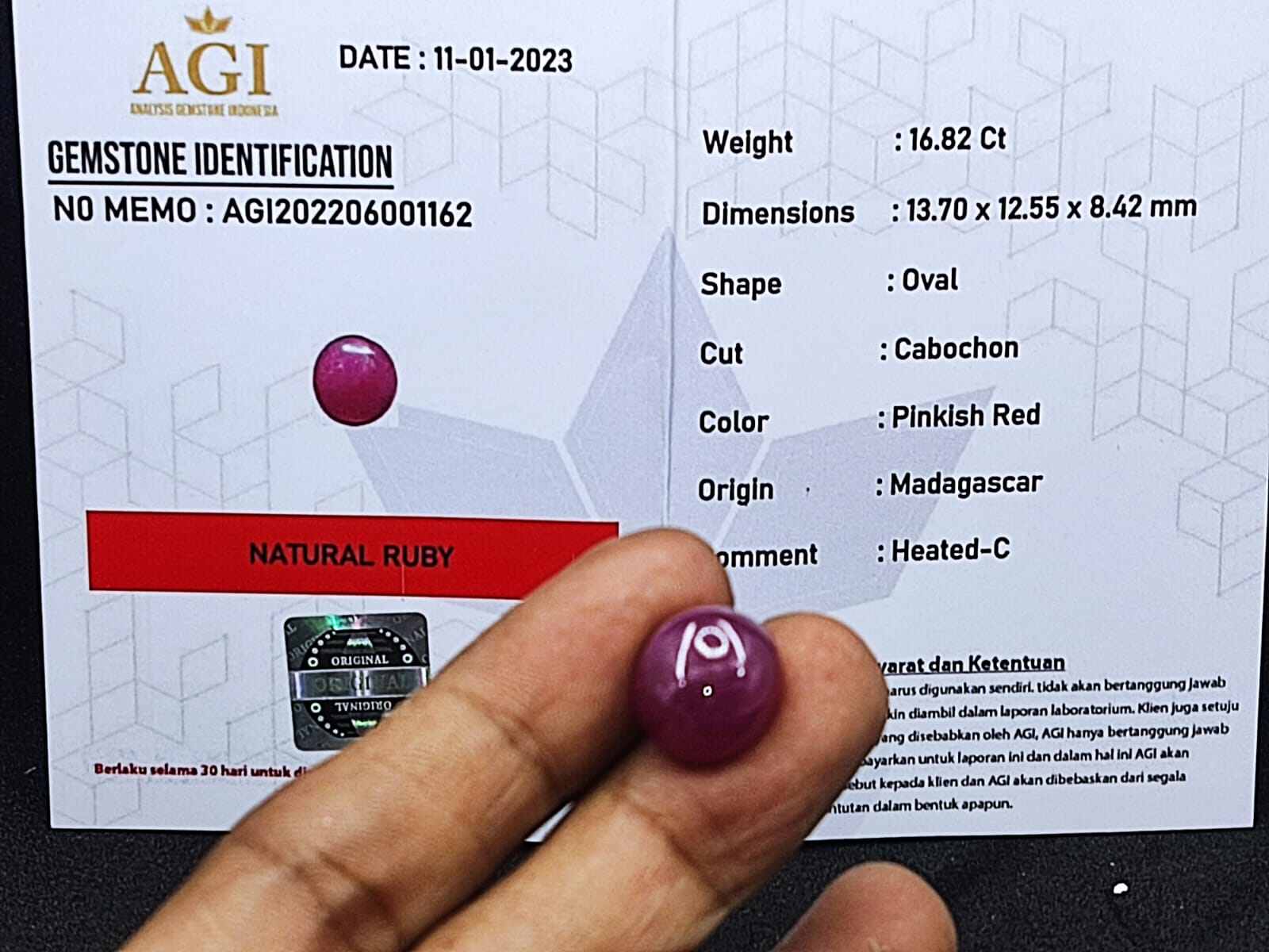 Natural Batu Permata Ruby Madagascar Plus memo AGI | Lazada Indonesia