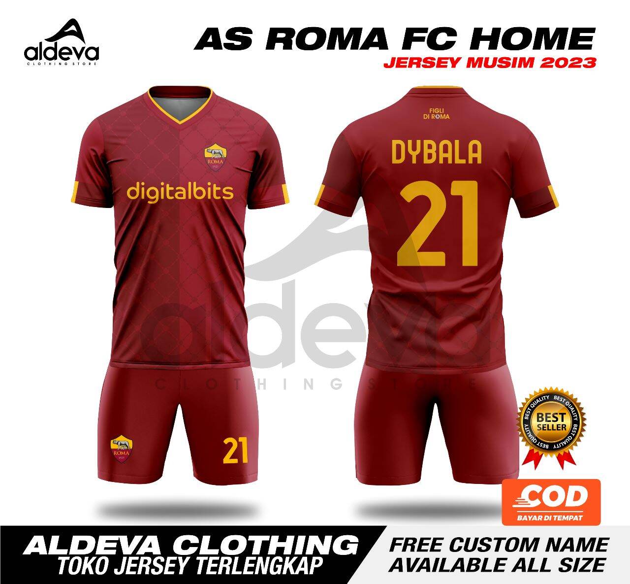 Baju Bola Jersey AS ROMA 2023, bisa Ganti NAMA dan NOMOR | Lazada Indonesia