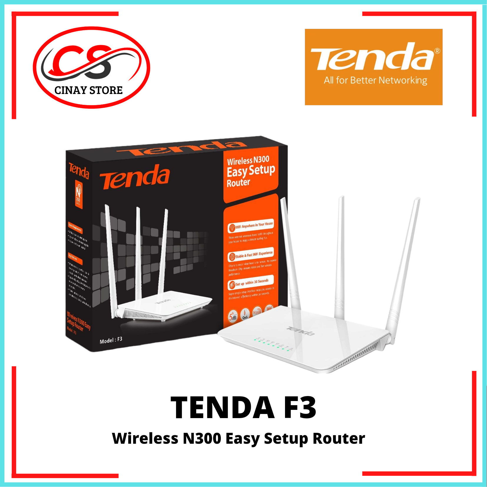 Tenda F3 Wireless Router 300Mbps 3 Antena LED 8 | Lazada Indonesia