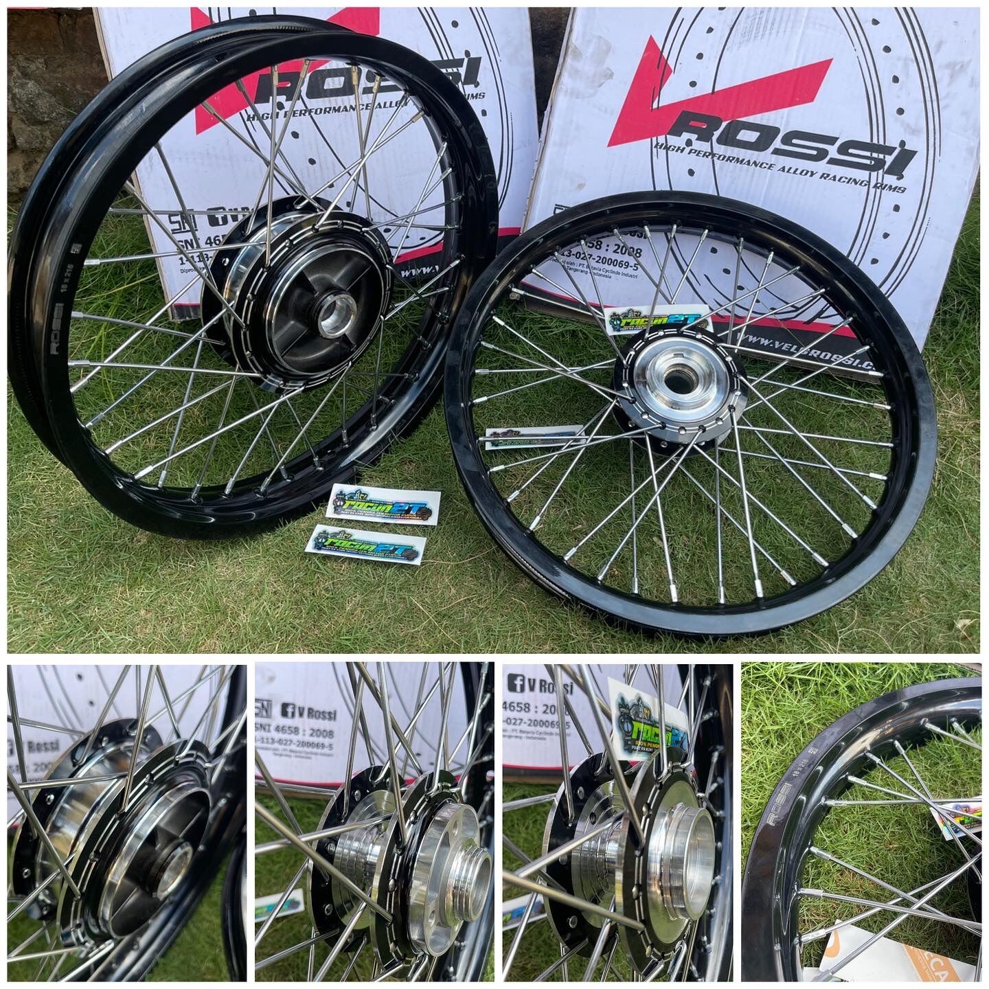 VELG set Rossi r18 hitam glossy set tromol custom bubut gilap | Lazada ...