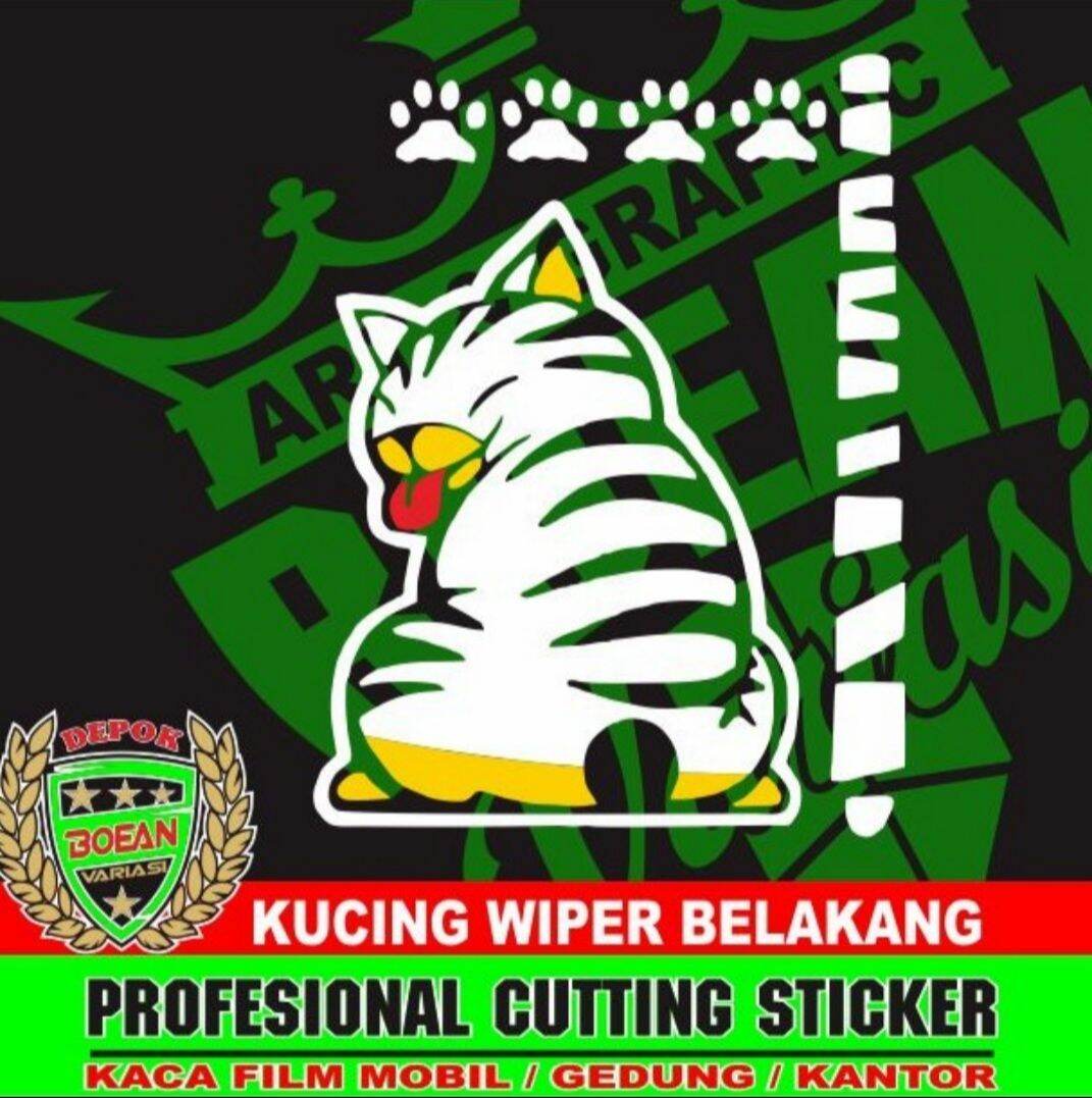 Cutting sticker kucing gambar kucing buat wiper belakang monbil ...