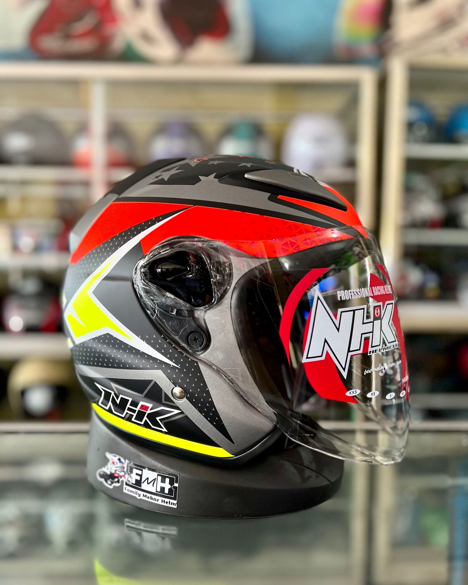 HELM NHK R6 MOTIF STARLITE BLACK/RED DOF HELM HALF FACE ORIGINAL NHK | Lazada Indonesia