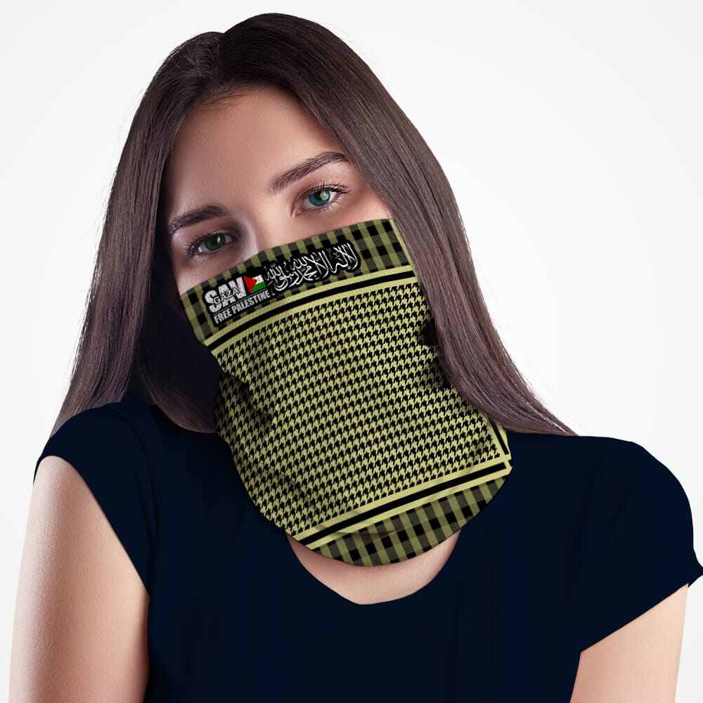 Buff Masker Keren Multifungsi Motif Sorban/Kaffiyah Arafat Hijau Tua ...