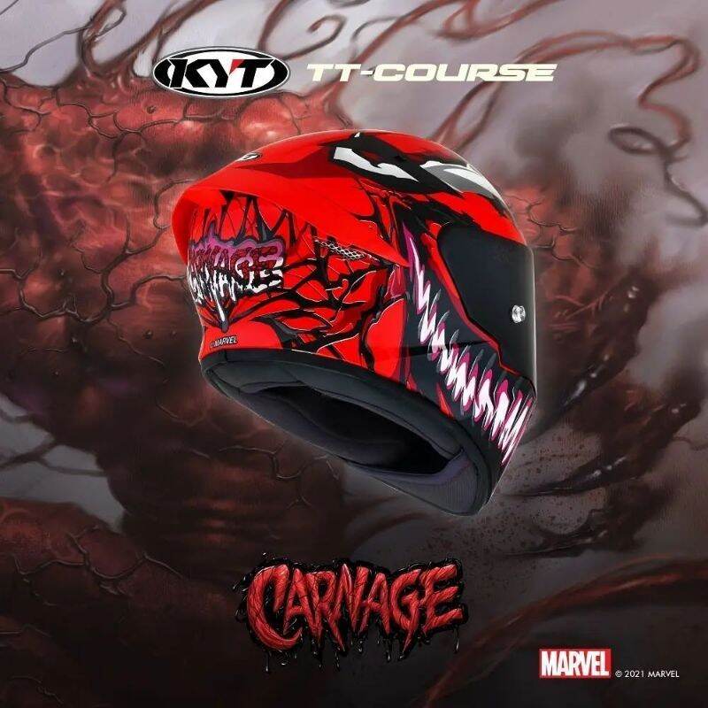 HELM KYT TT COURSE MARVEL VENOM DAN CARNAGE LIMITED EDITION | Lazada ...