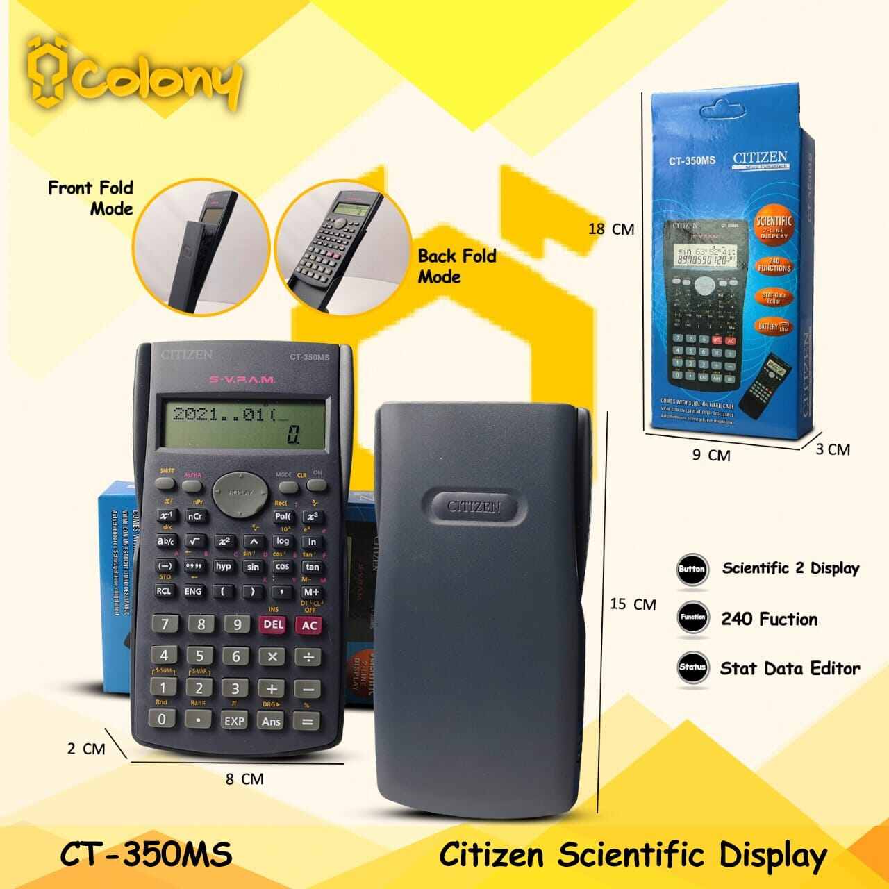 Citizen CT350MS Kalkulator Scientific Calculator Belajar Sekolah ...