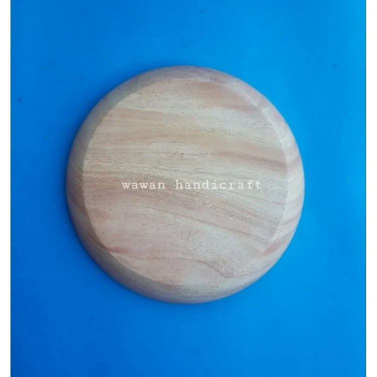 piring kayu/piring makan/piring liuk 22cm kayu mahoni | Lazada Indonesia